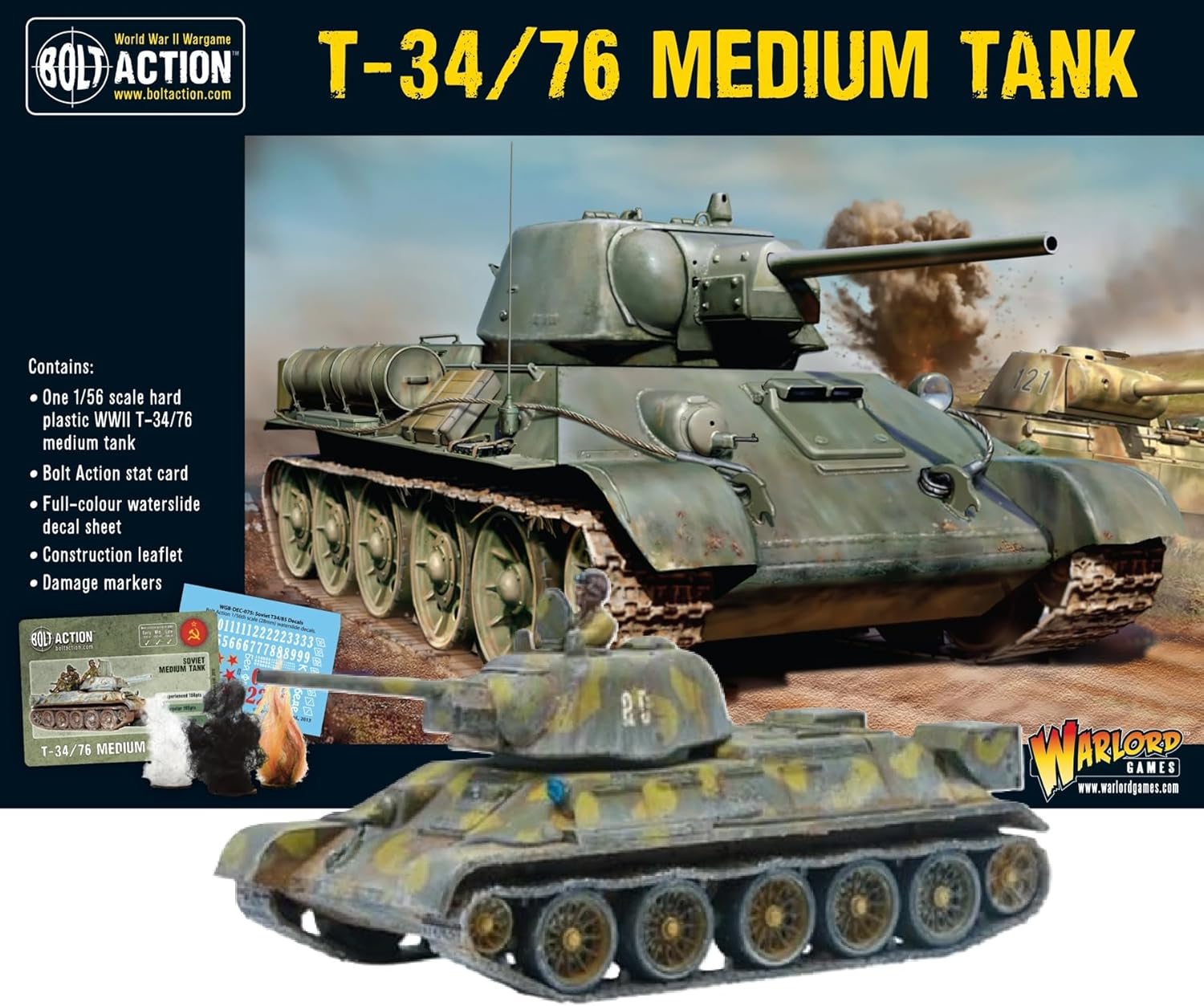 Amazon.com: Warlord Bolt Action T34/76 Medium Tank 1:56 Tabletop ...