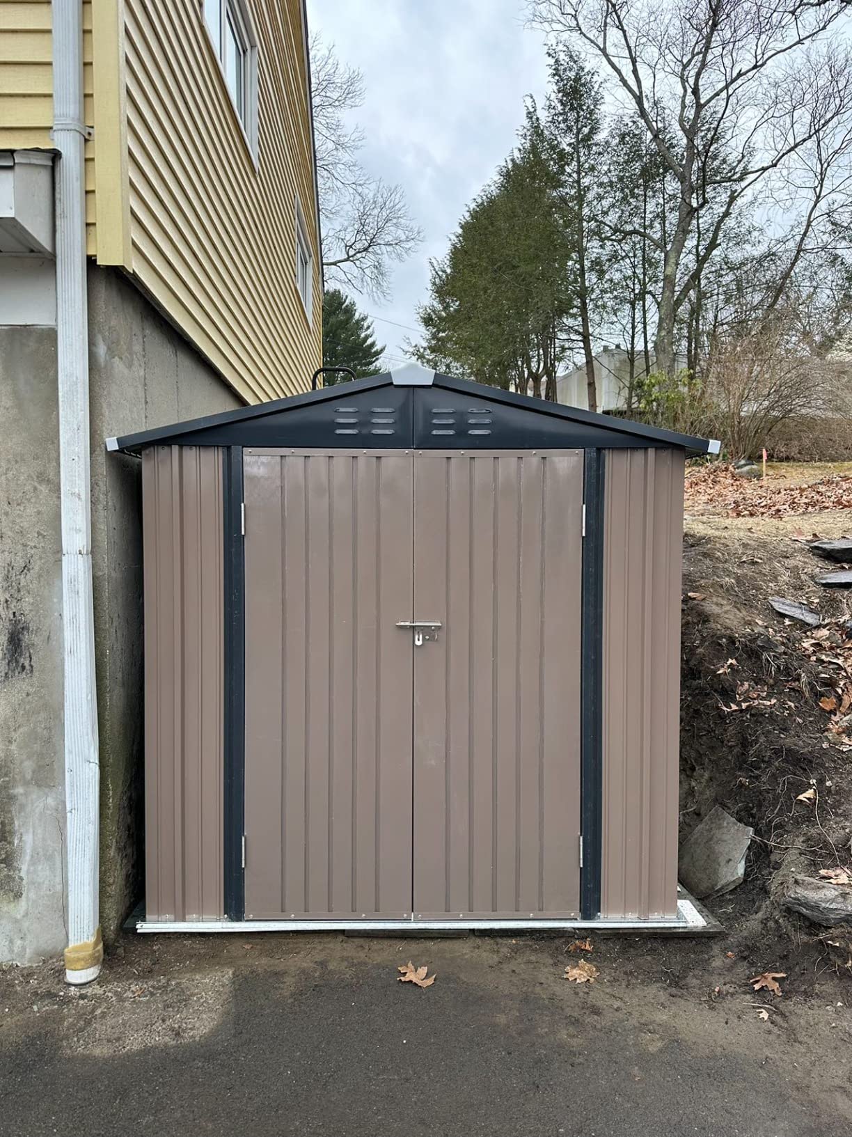 $38/mo - Finance Flamaker Storage Shed Outdoor Metal Garden Shed with Lockable Door Utility Tool ...