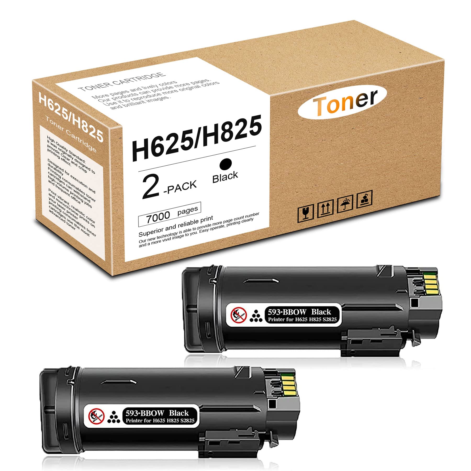 593-BBOW N7DWF Toner Cartridge Black Replacement for Dell H625 H625cdw ...