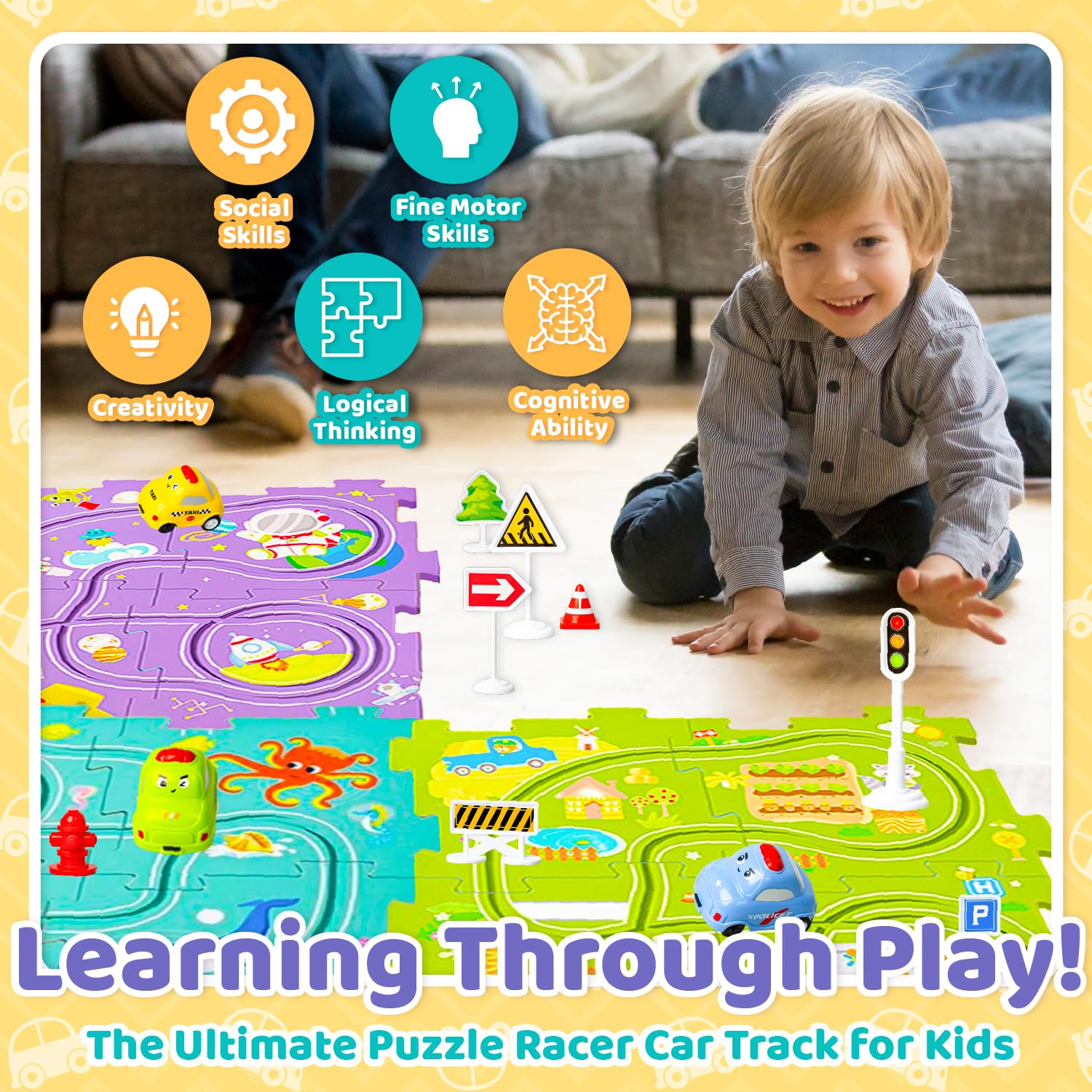 Snapklik.com : Marlo & Buzz Puzzle Racer Kids Car Track Play Set ...