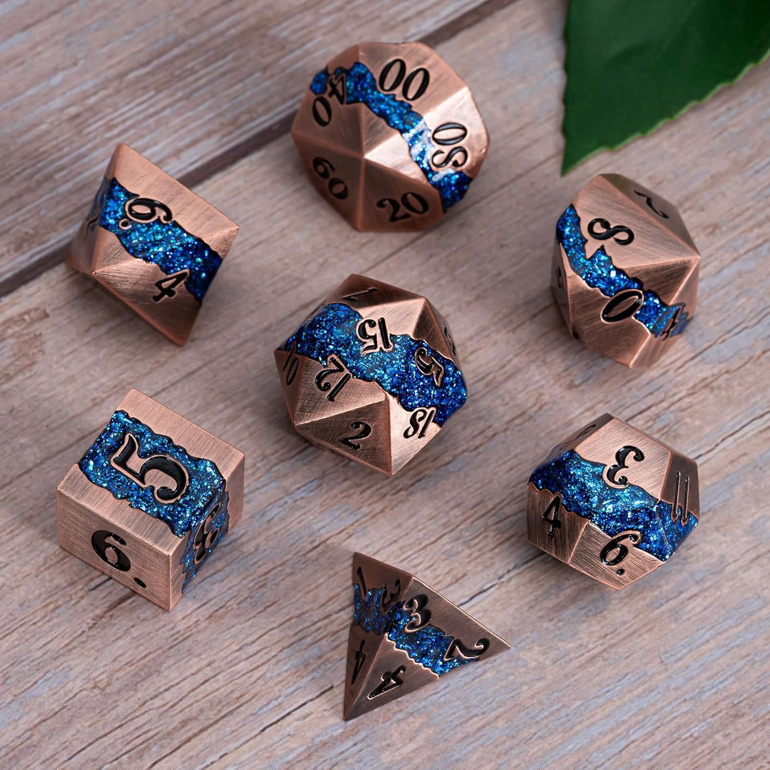 Amazon.com: Metal DND Polyhedral Dice,Large Stripe Glitter Metallic ...