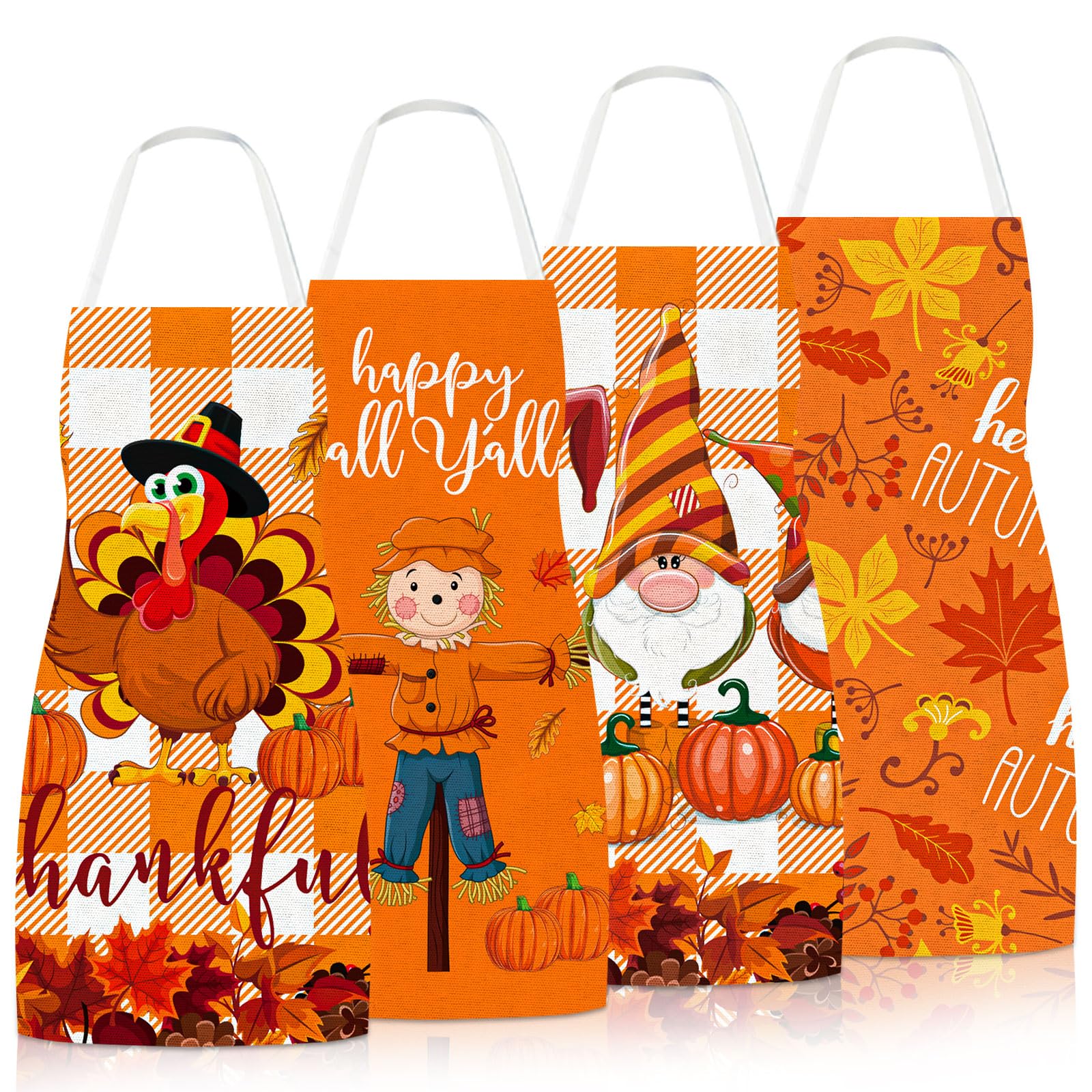 Amazon.com: Whaline 4Pcs Thanksgiving Fall Aprons Maple Leaves Gnome ...