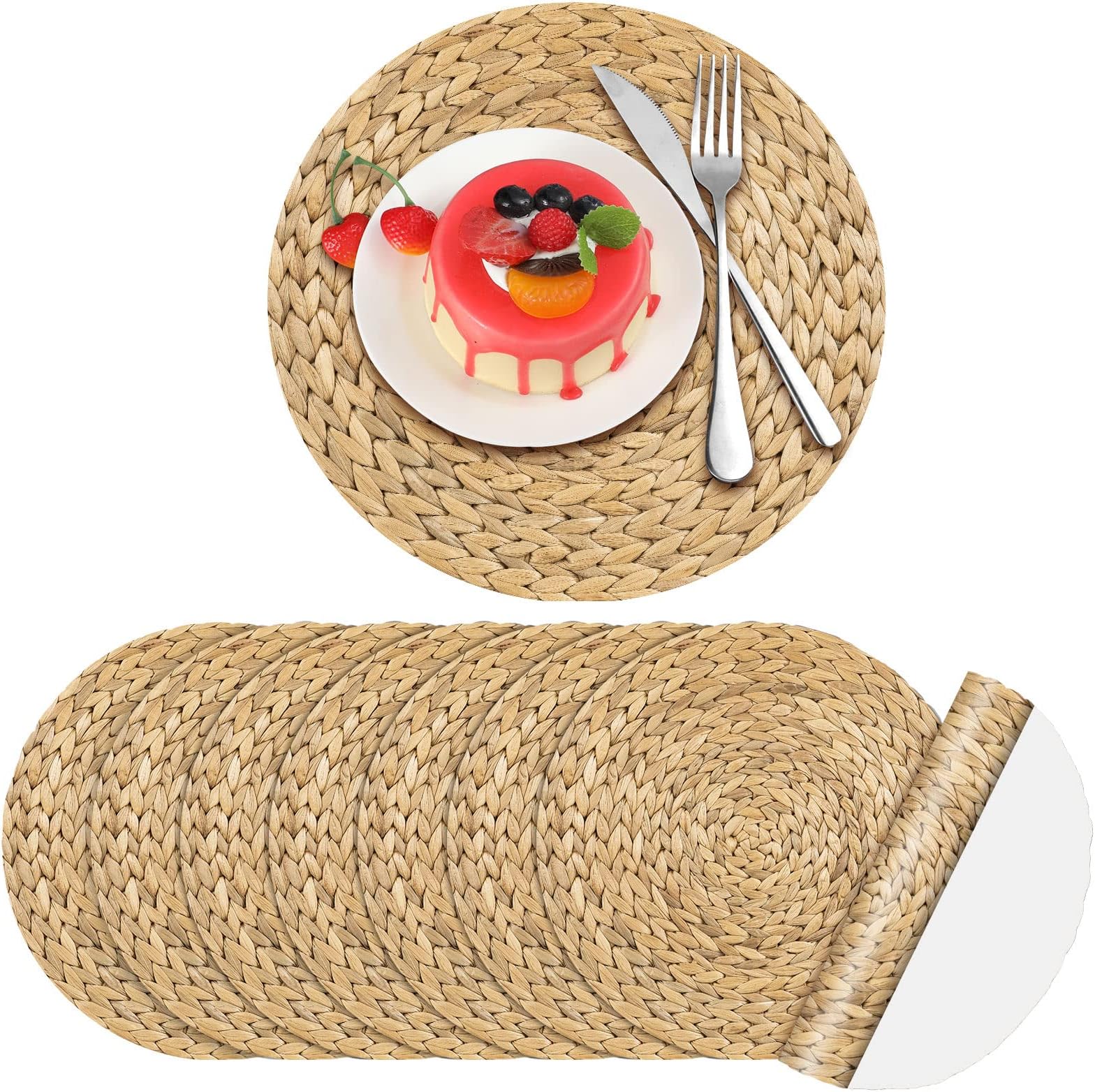 Amazon.com: 50 Pieces Paper Placemats Disposable Bulk Round Woven Paper ...