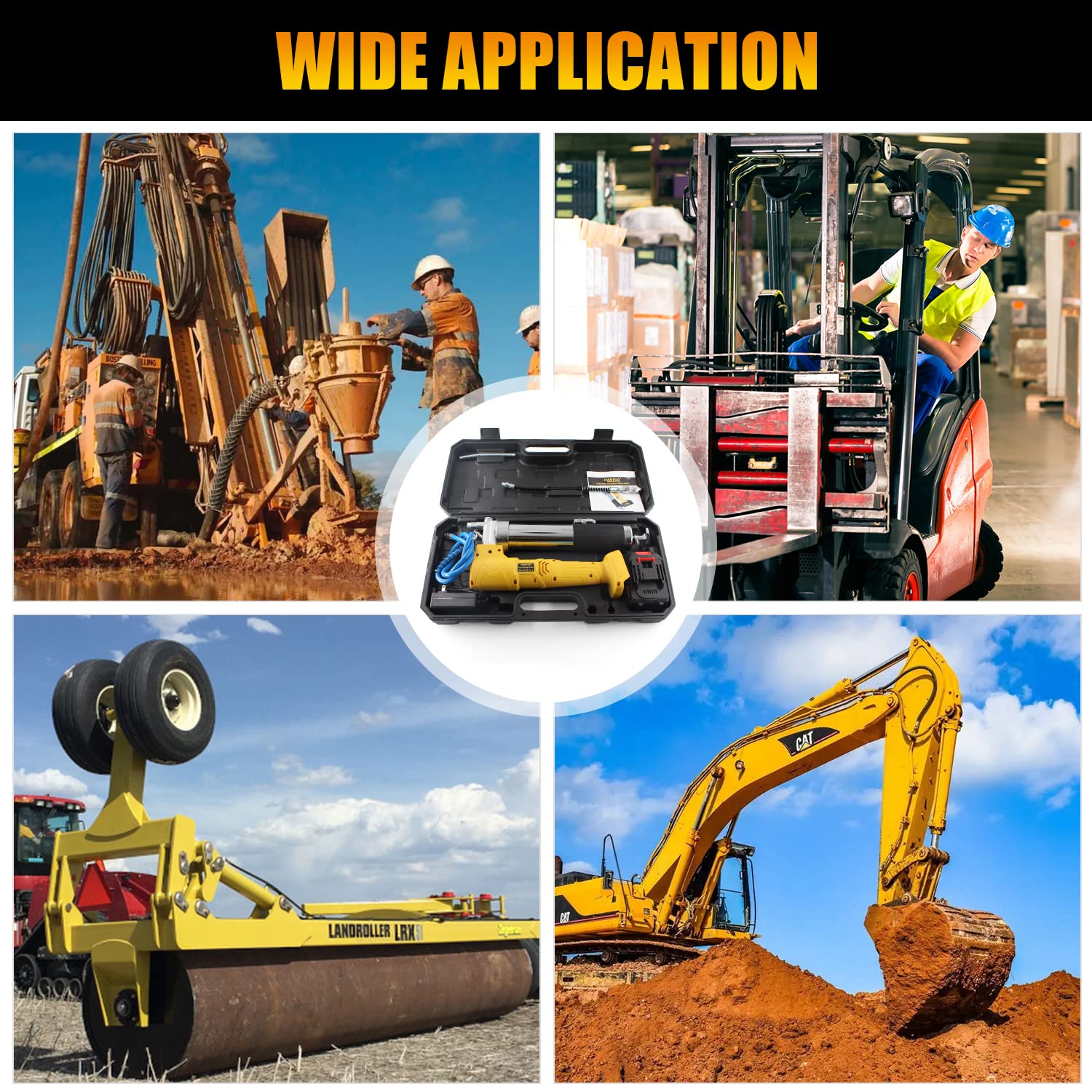 HANTUO 20V Cordless Grease Gun, Electric Grease Gun Professional High ...