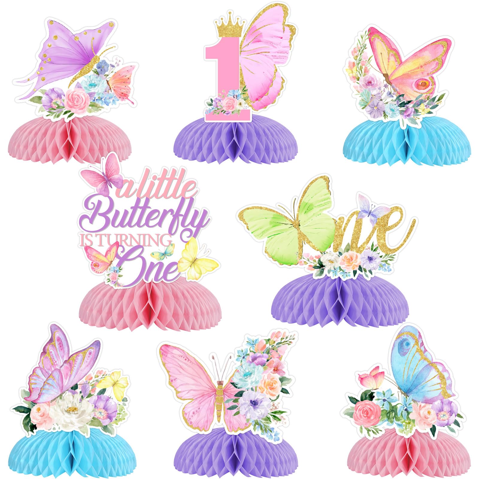 Amazon.com: Kreatwow Butterfly 1st Birthday Centerpieces for Girls ...