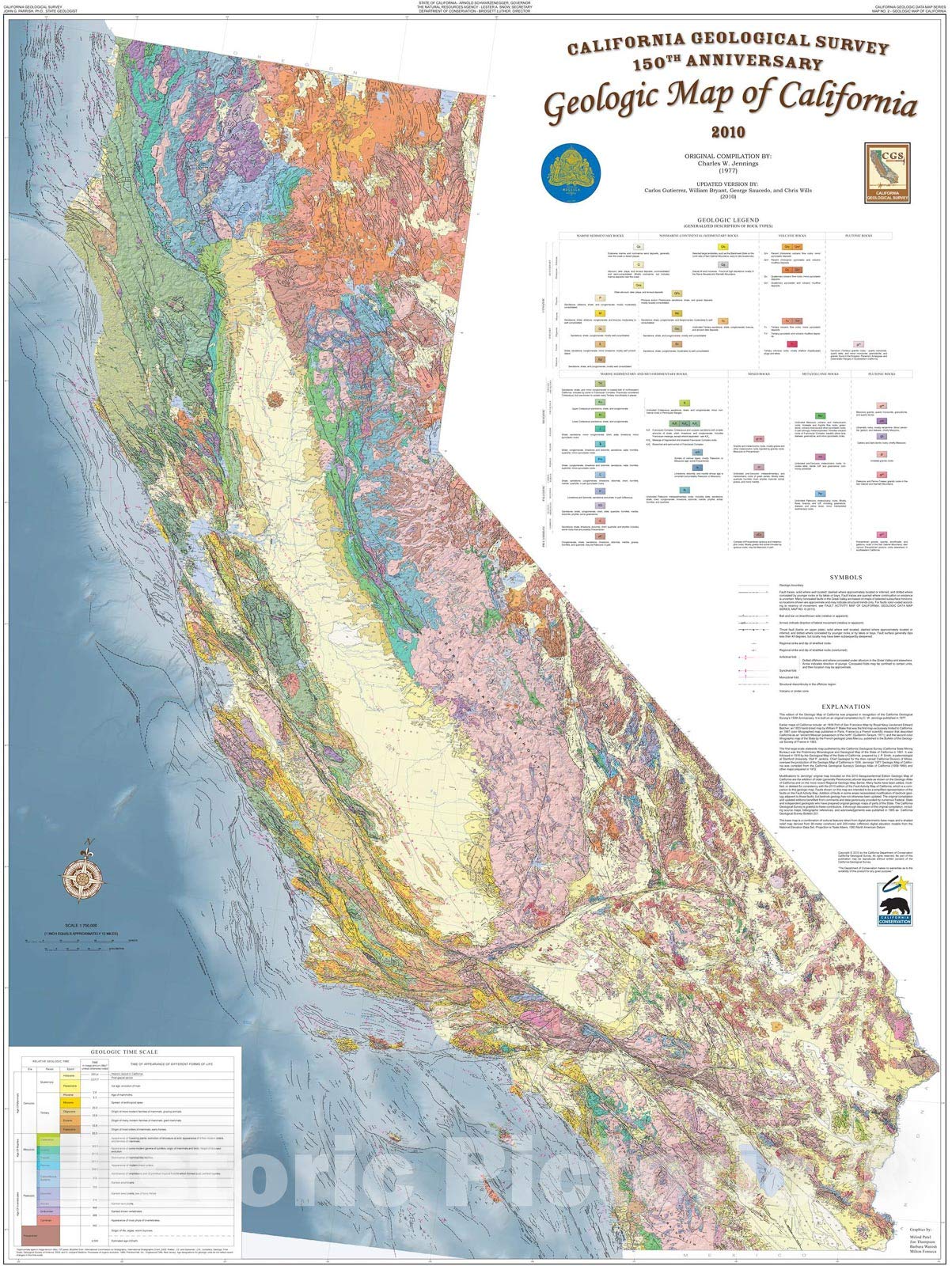 Amazon.com: Historic Pictoric Map : Geologic map of California, 2010 ...
