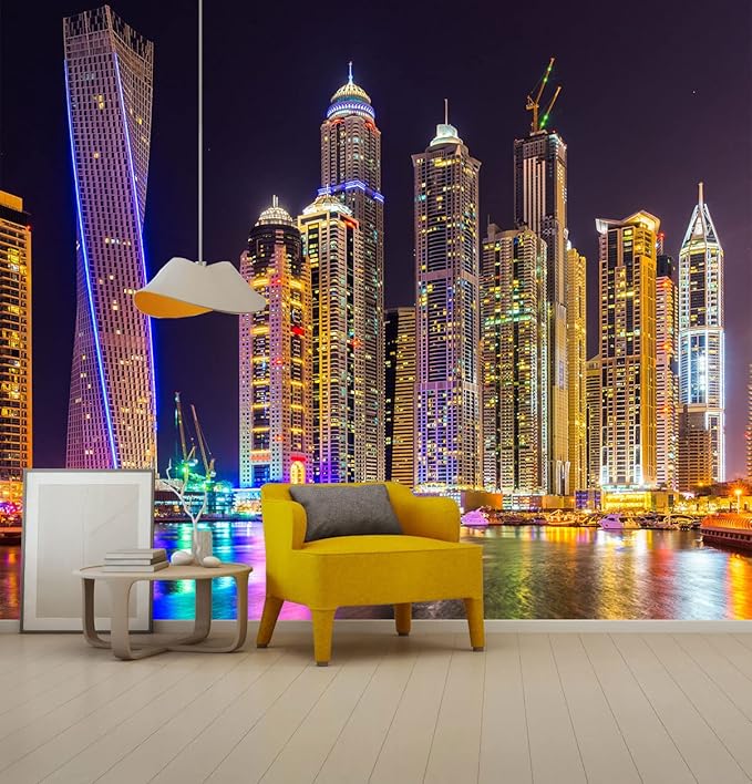 Reyhui Mural Wallpaper Large City Night View Wall Mural for Bedroom ...