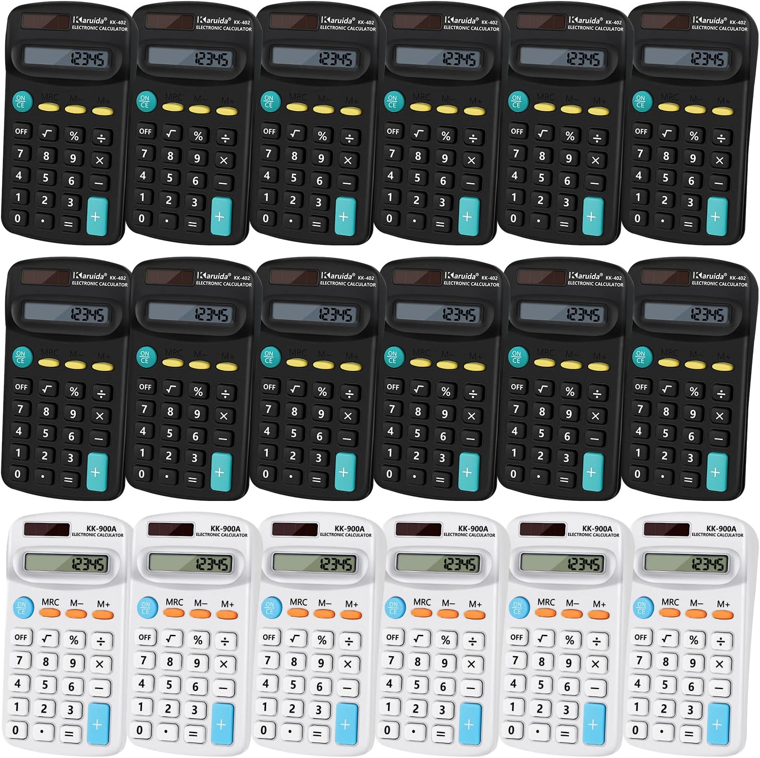 Amazon.com : 18 Pack Pocket Size Calculators Bulk 8 Digit Display Basic ...