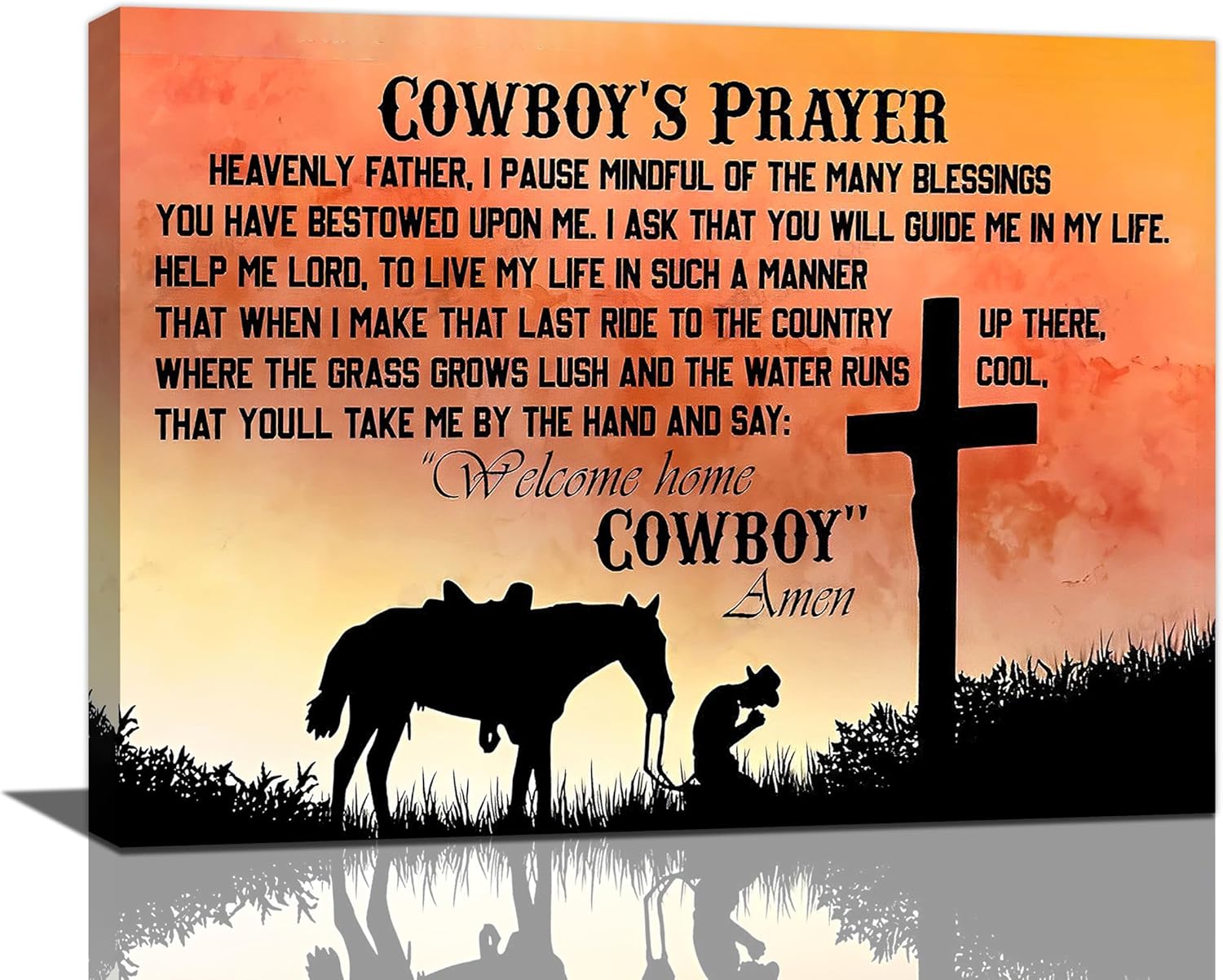 Amazon.com: Vintage Cowboy Wall Art Western Cowboy Prayer Wall Decor ...