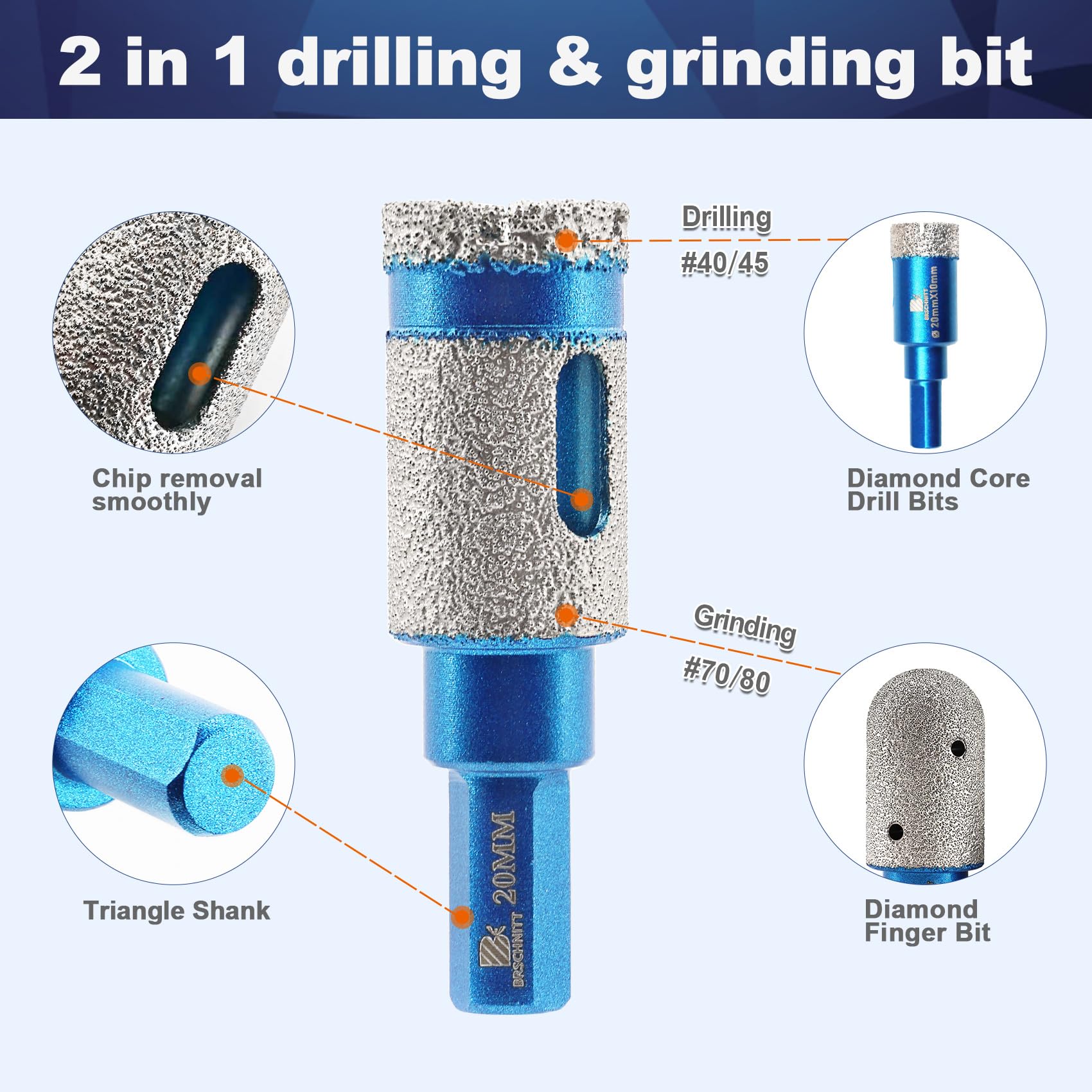 Snapklik.com : Dry Diamond Core Drill Bit, 4/5inch Diamond Finger ...