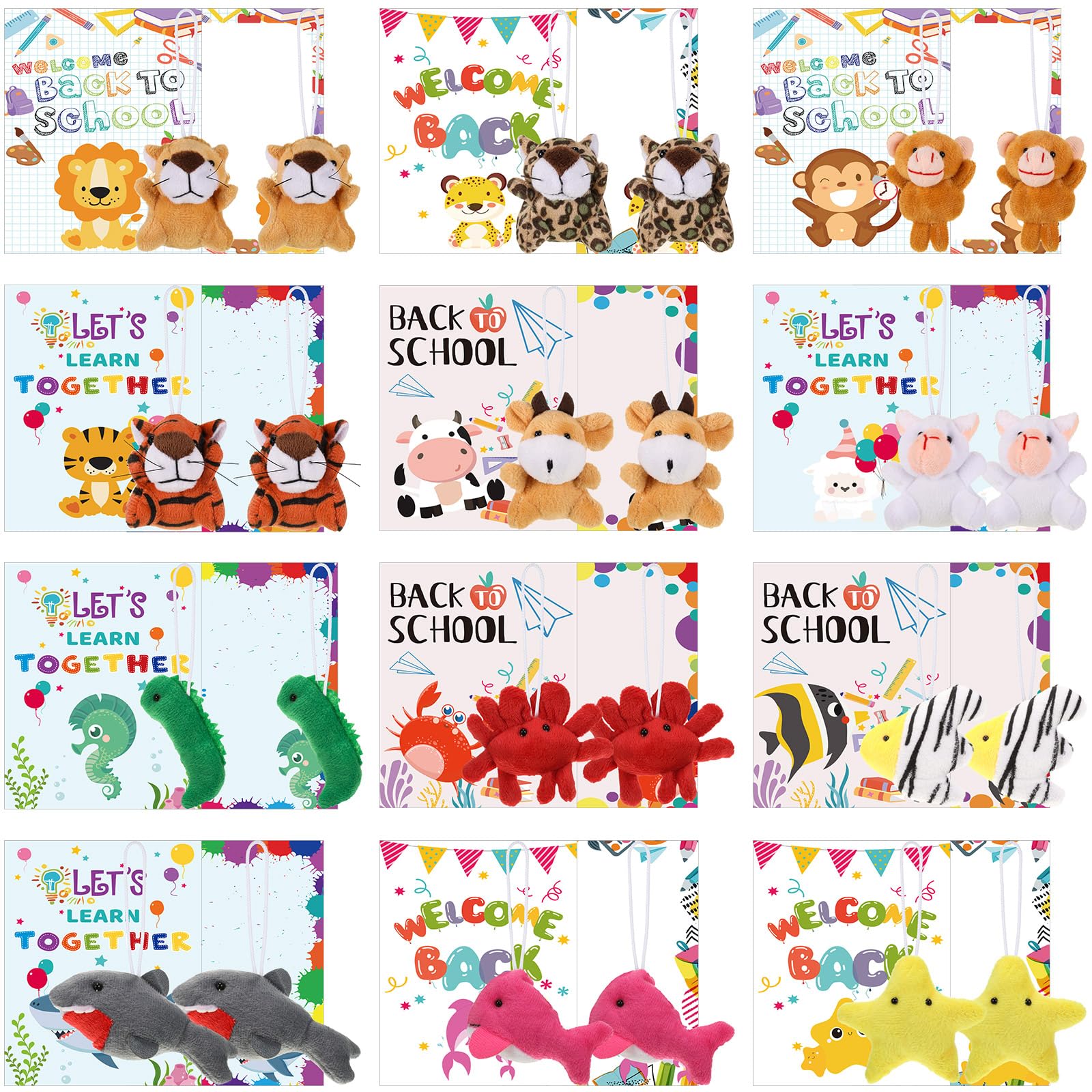Amazon.com: Zhanmai 24 Set Welcome Back to School Mini Animal Plush Toy ...