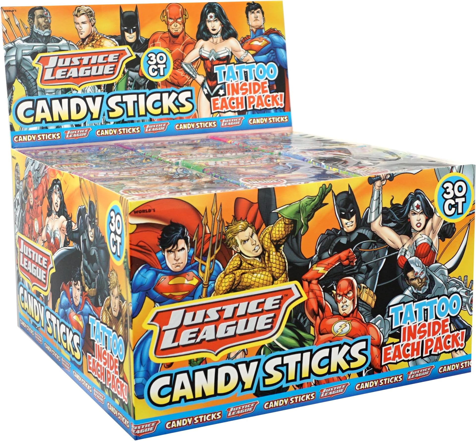 Amazon.com : Justice League Superhero Candy Sticks & Tattoo Inside Each ...
