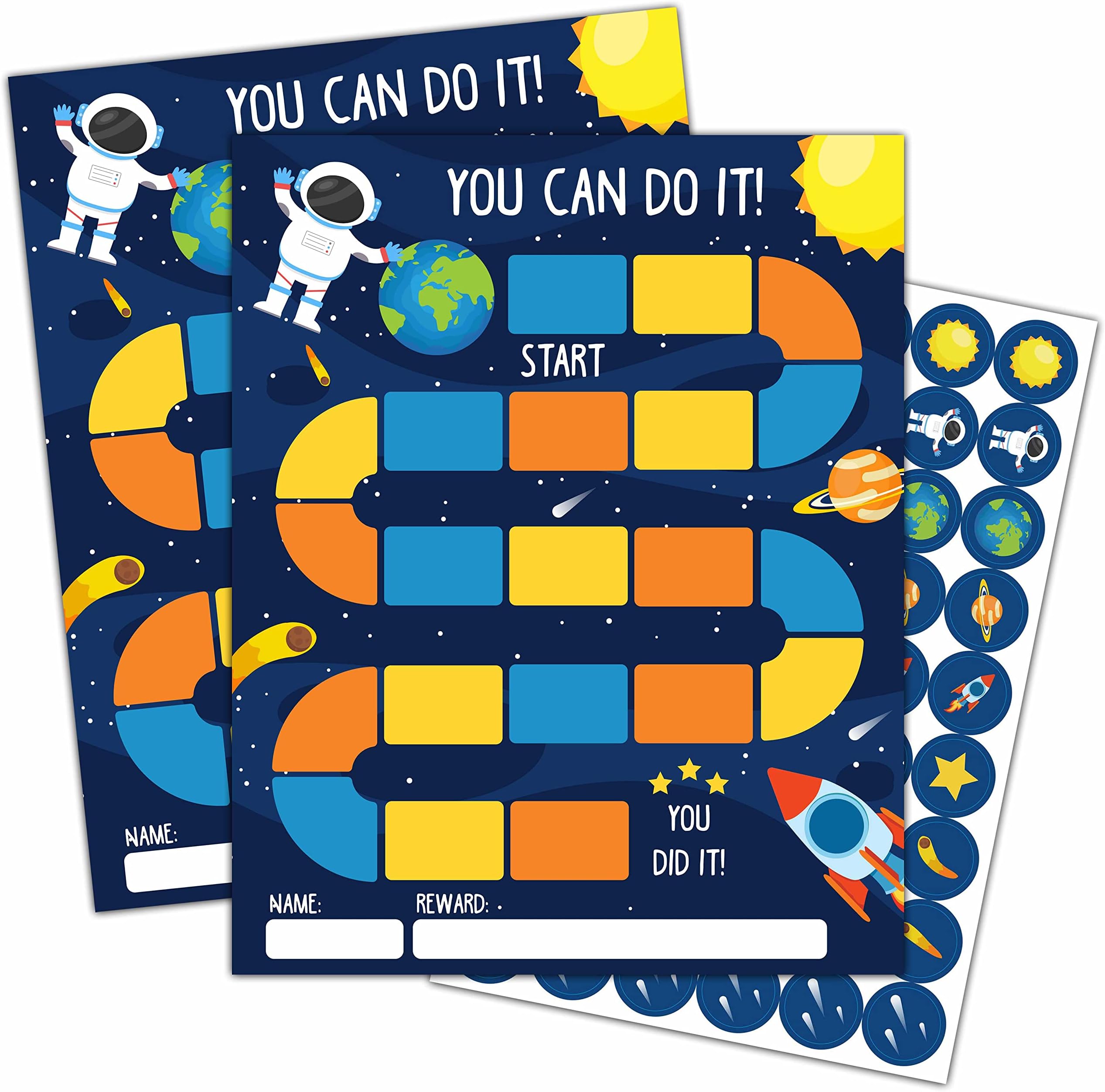Amazon.com : Outer Space Astronaut Theme Reward Chart, 10 Kids Behavior ...