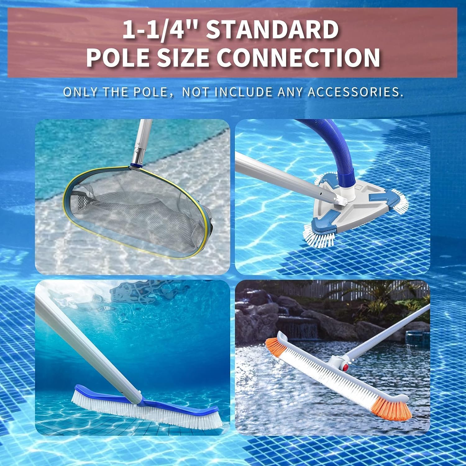 Snapklik.com : AgiiMan Aluminum Telescoping Swimming Pool Pole 12 Foot