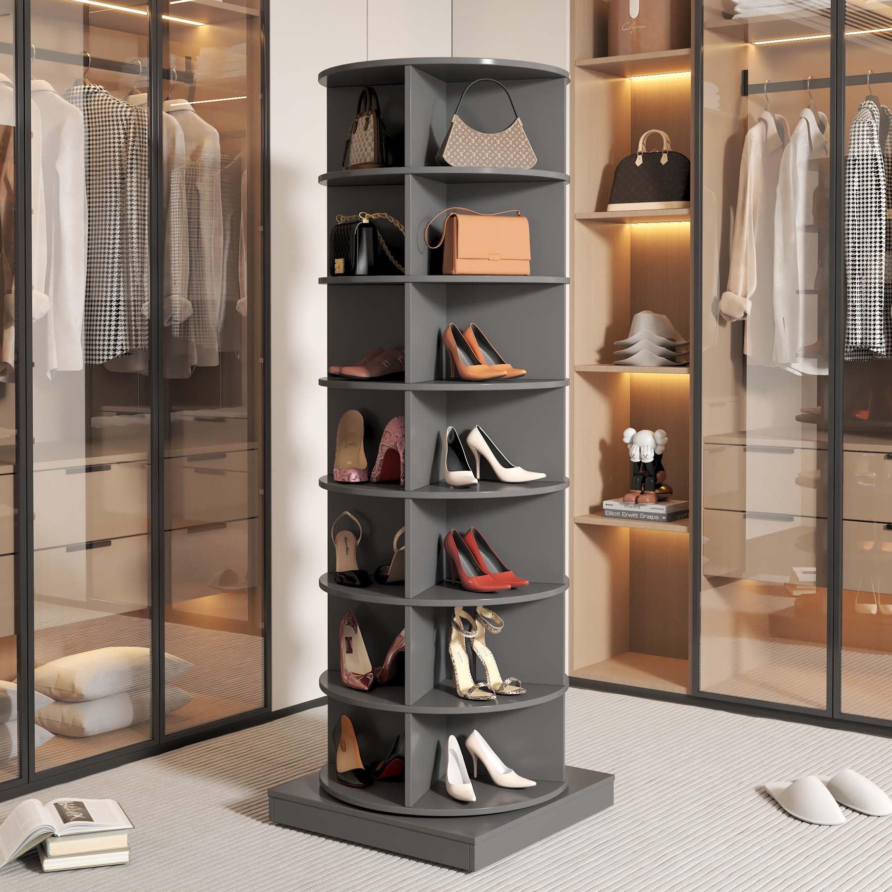 Amazon.com: 7-Tier Rotating Shoe Rack Tower 360, Free Standing Shoe ...