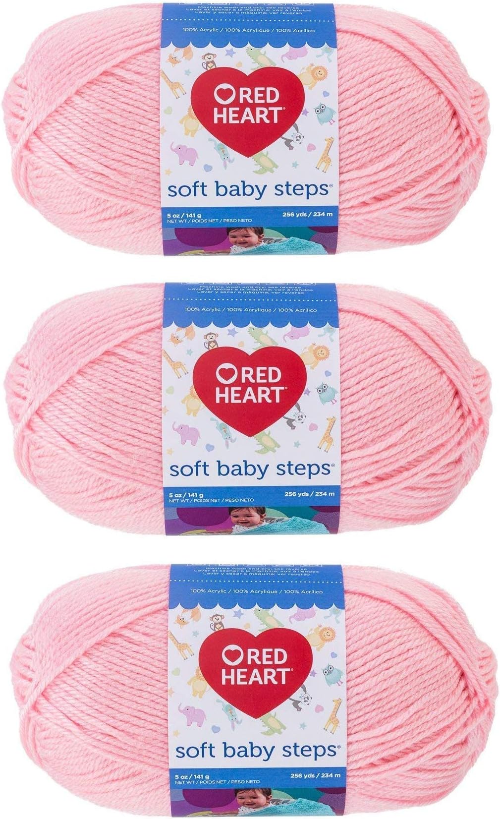 Amazon.com: Red Heart Super Saver Baby Pink Yarn - 3 Pack of 198g/7oz ...