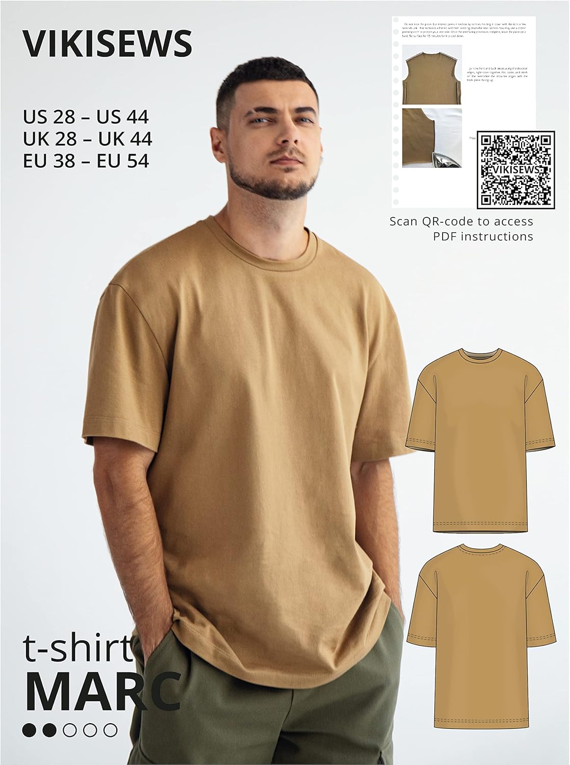 Amazon.com: Vikisews Sewing Patterns for Men - Marc T-Shirt Sewing ...