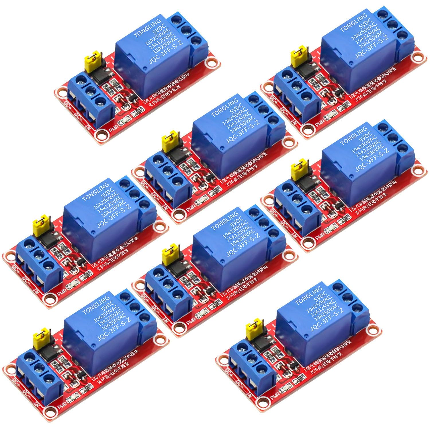 DaFuRui 5v Relay Module，8Pack 1 Channel Relay Module 5v Relays Board ...