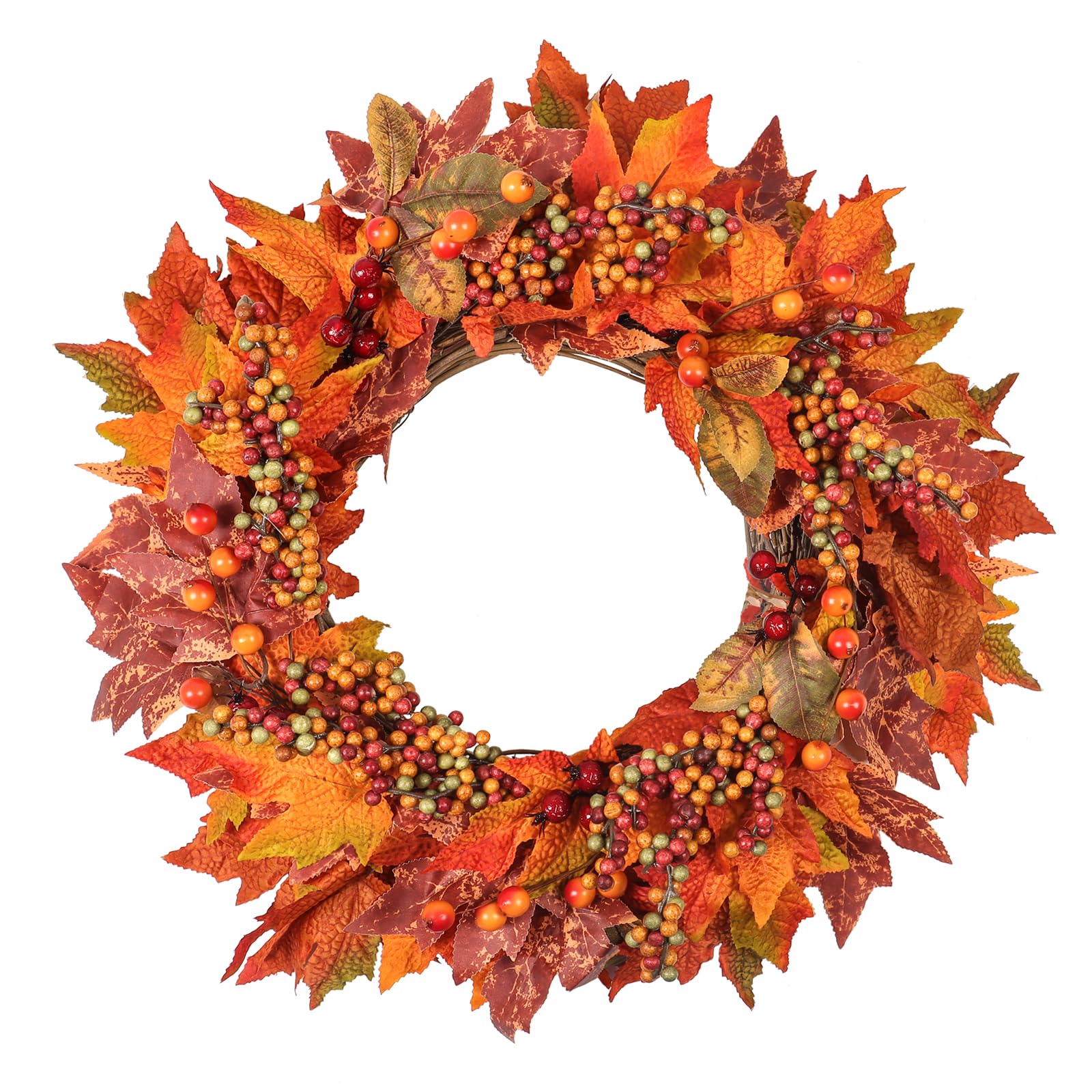 Weldomcor Fall Wreath for Front Door 20 Inch Artificial Maple Wreath ...