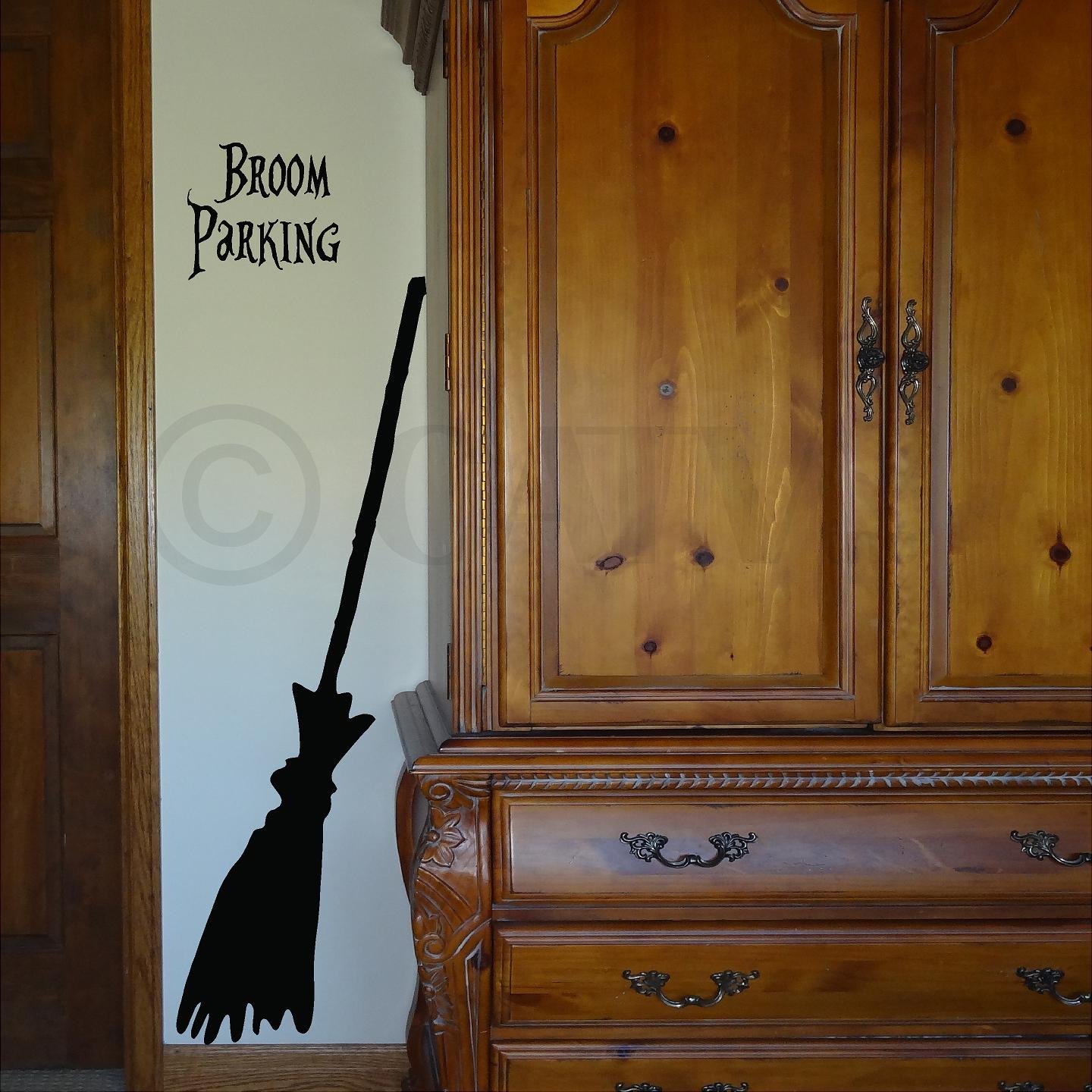 Amazon.com: Halloween Witch Broom #2 Vinyl Lettering Decal Home Decor ...