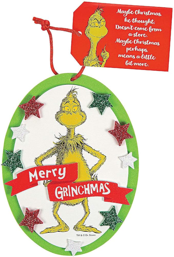 Amazon.com: Fun Express Dr. Seuss The Grinch Ornament Craft Kit - Makes ...