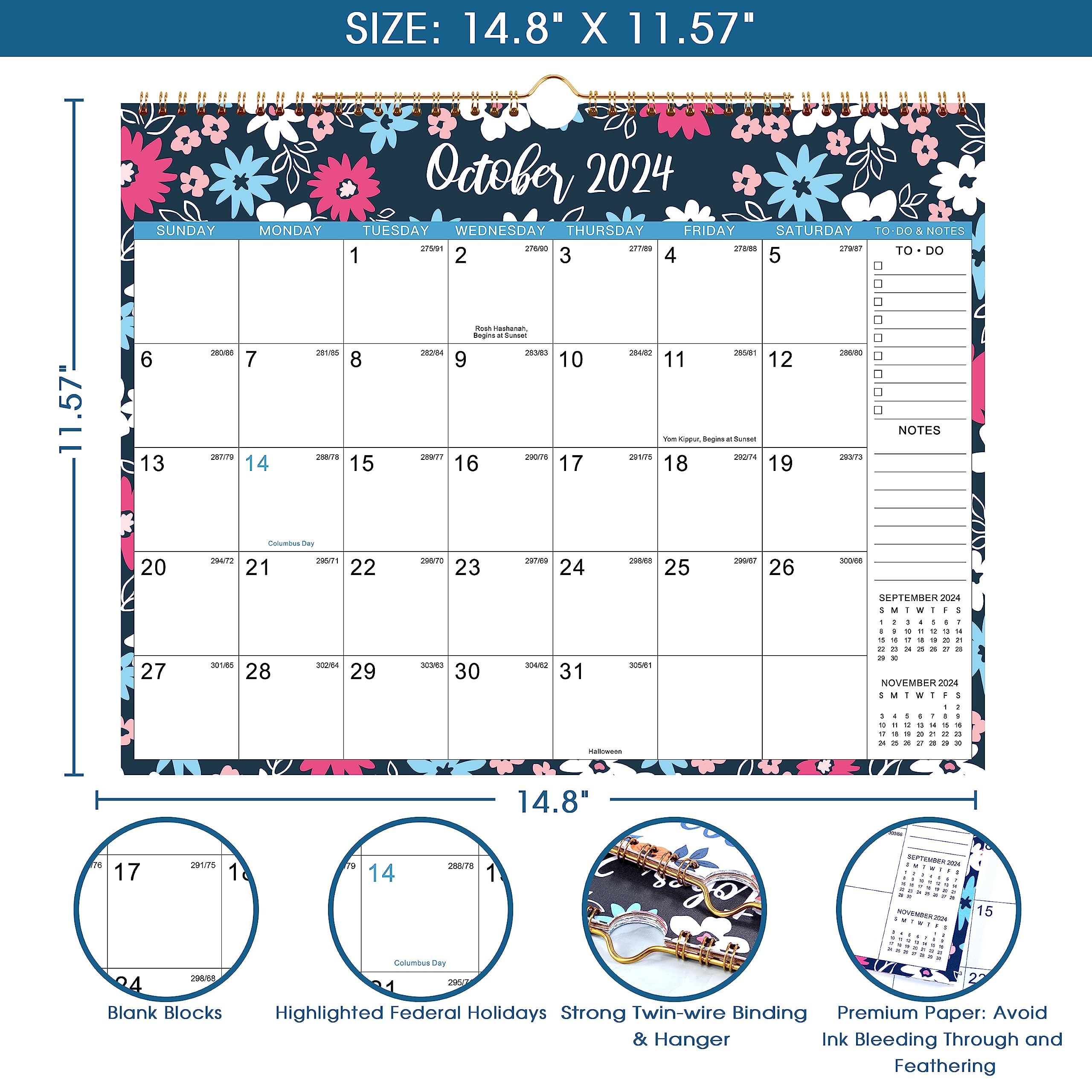 Snapklik.com : 2024 Wall Calendar - Jan 2024 - Dec 2024, 12 Months ...