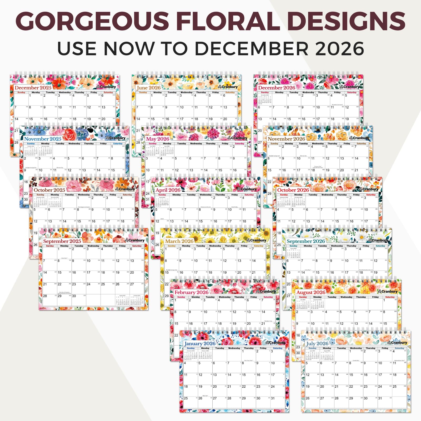 Snapklik.com : CRANBURY Small Desk Calendar 2025-2026, Standing Flip ...