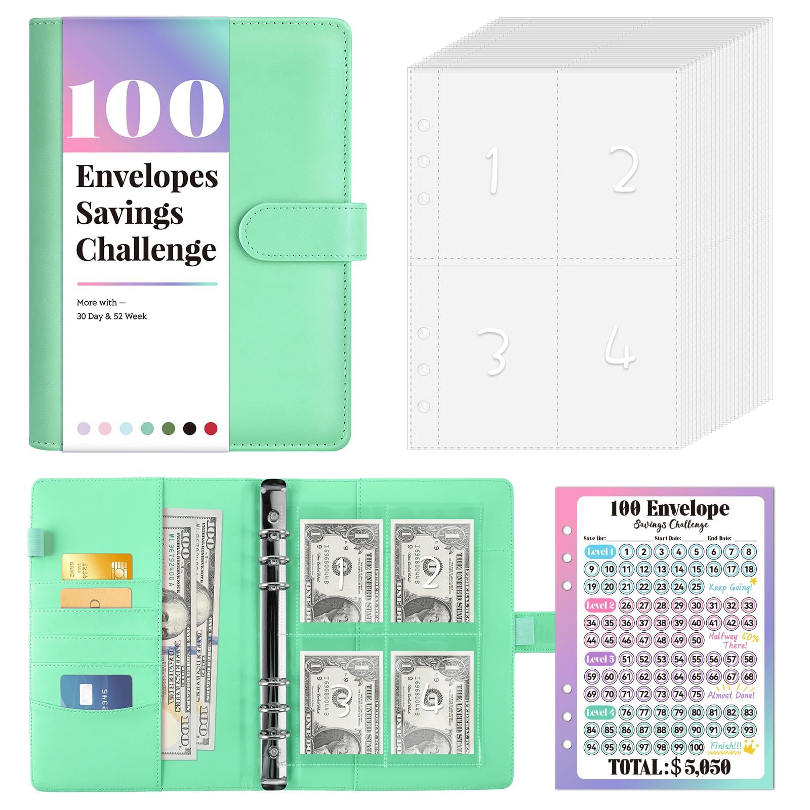 Buy Sooez 100 Envelopes Money Saving Challenge, Savings Challenges Book ...