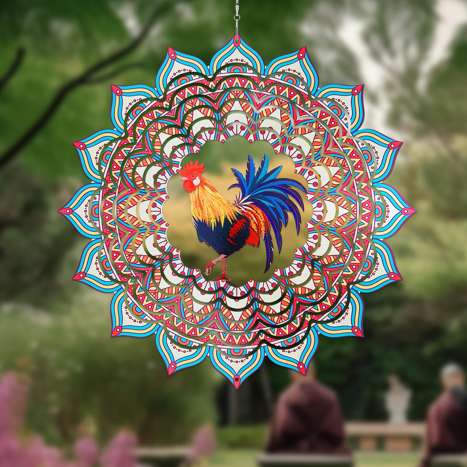 Amazon.com: Juexica 2 Pcs Rooster Metal Wind Spinners 12 Inch 3D ...