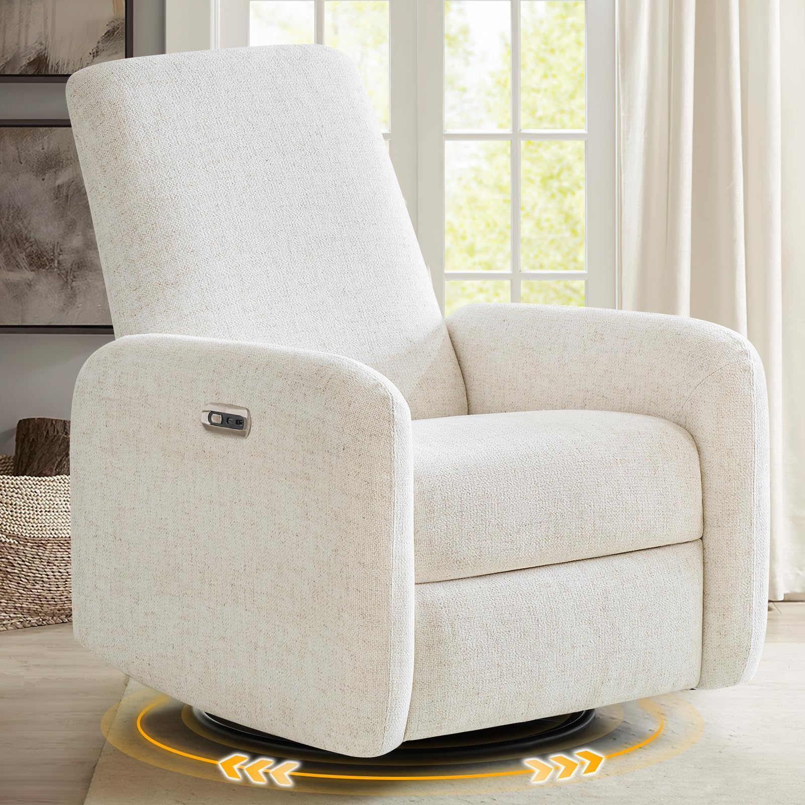 Amazon.com: SENYUN Power Recliner Chair, Swivel Rocker Recliner w/USB ...