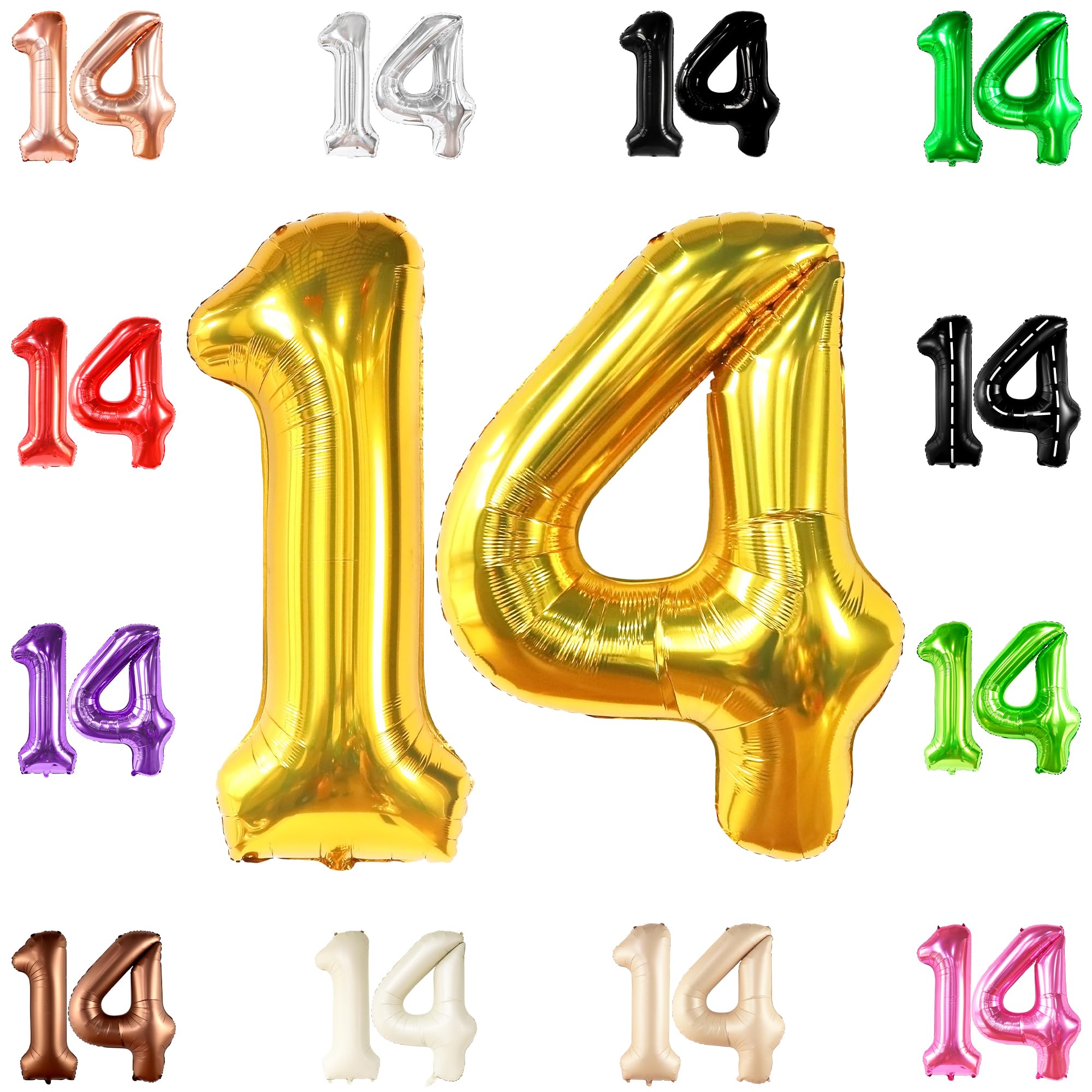 Amazon.com: KatchOn, Giant Gold 14 Balloon Numbers Set - 40 Inch | Gold ...