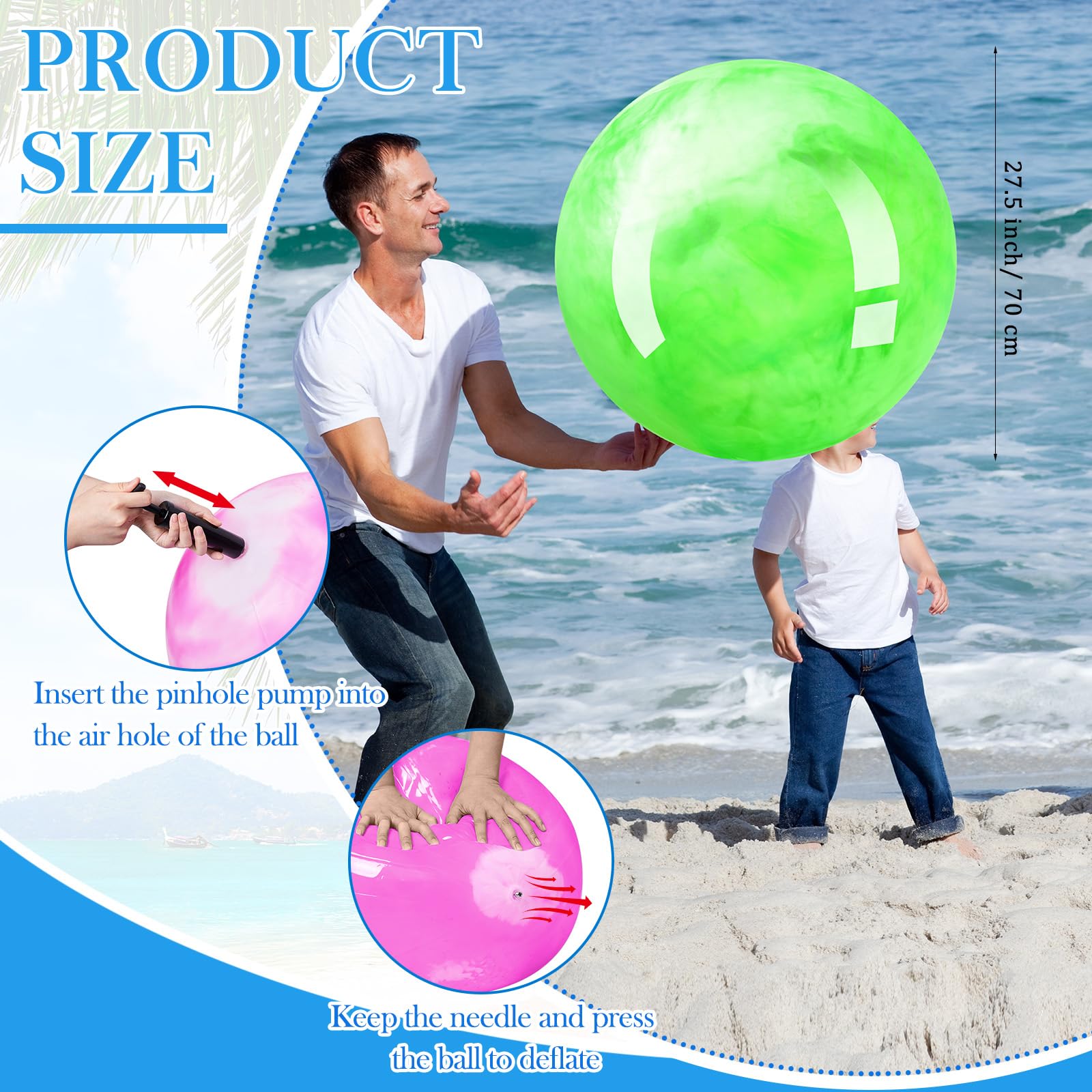 Snapklik.com : Meooeck 4 Pcs Inflatable Marbleized Big Bouncy Balls ...