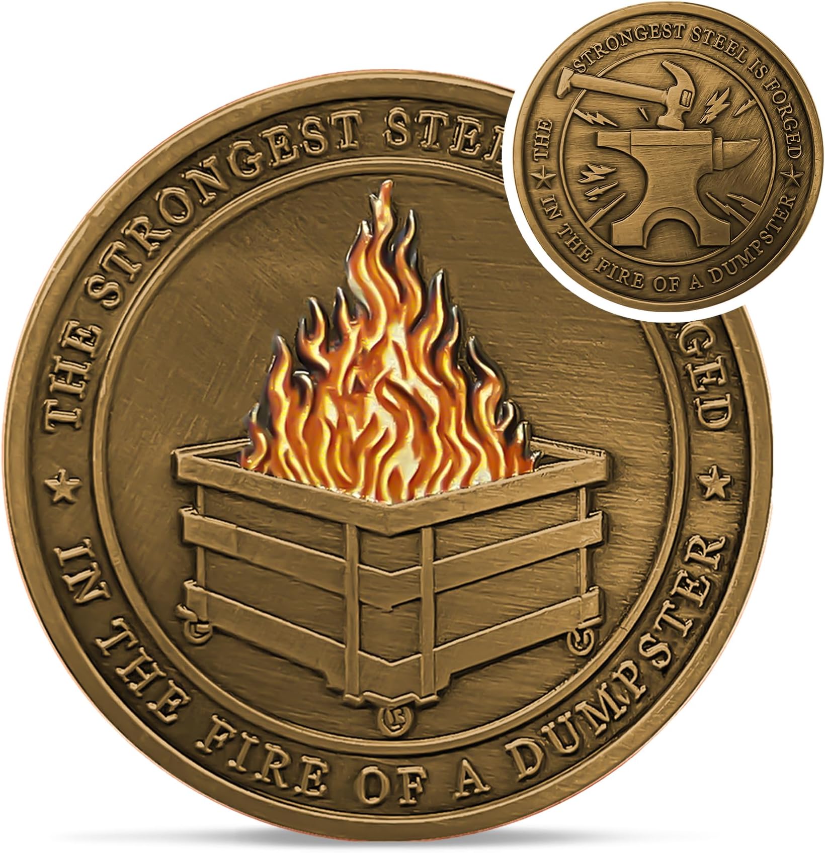 Amazon.com : Copper Dumpster Fire Coin - Strong Steel Mini Dumpster ...