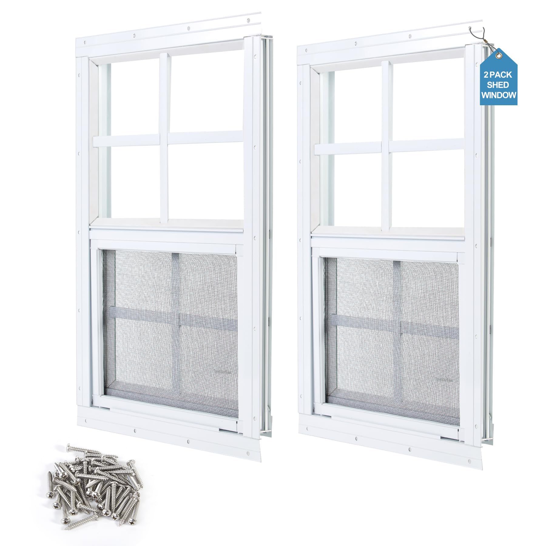 Snapklik.com : 2 Pack Shed Window 12"X18" White Flush Mount Household ...