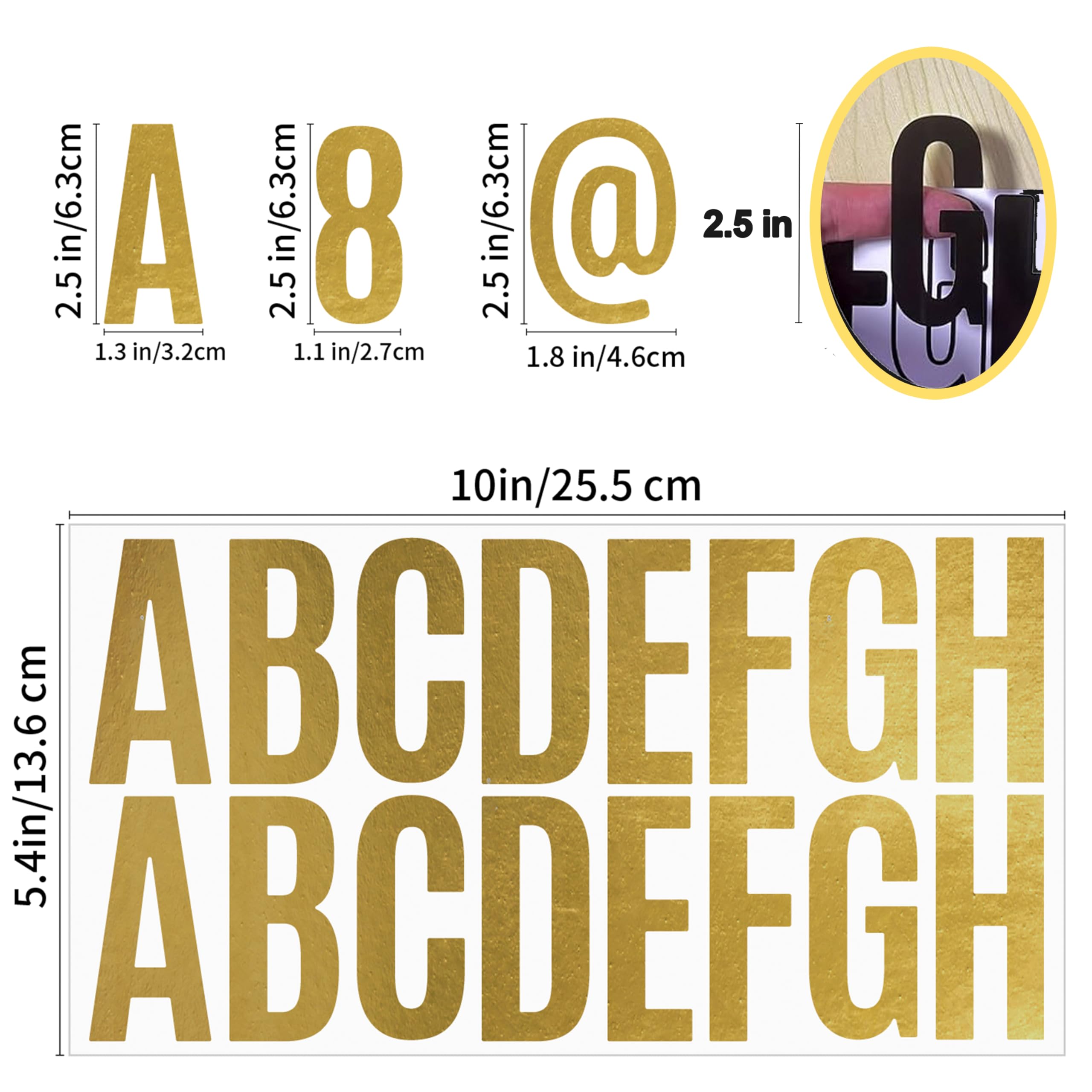 Snapklik.com : 24 Sheets Gold Outdoor Letter Stickers Large,2.5 Inch ...