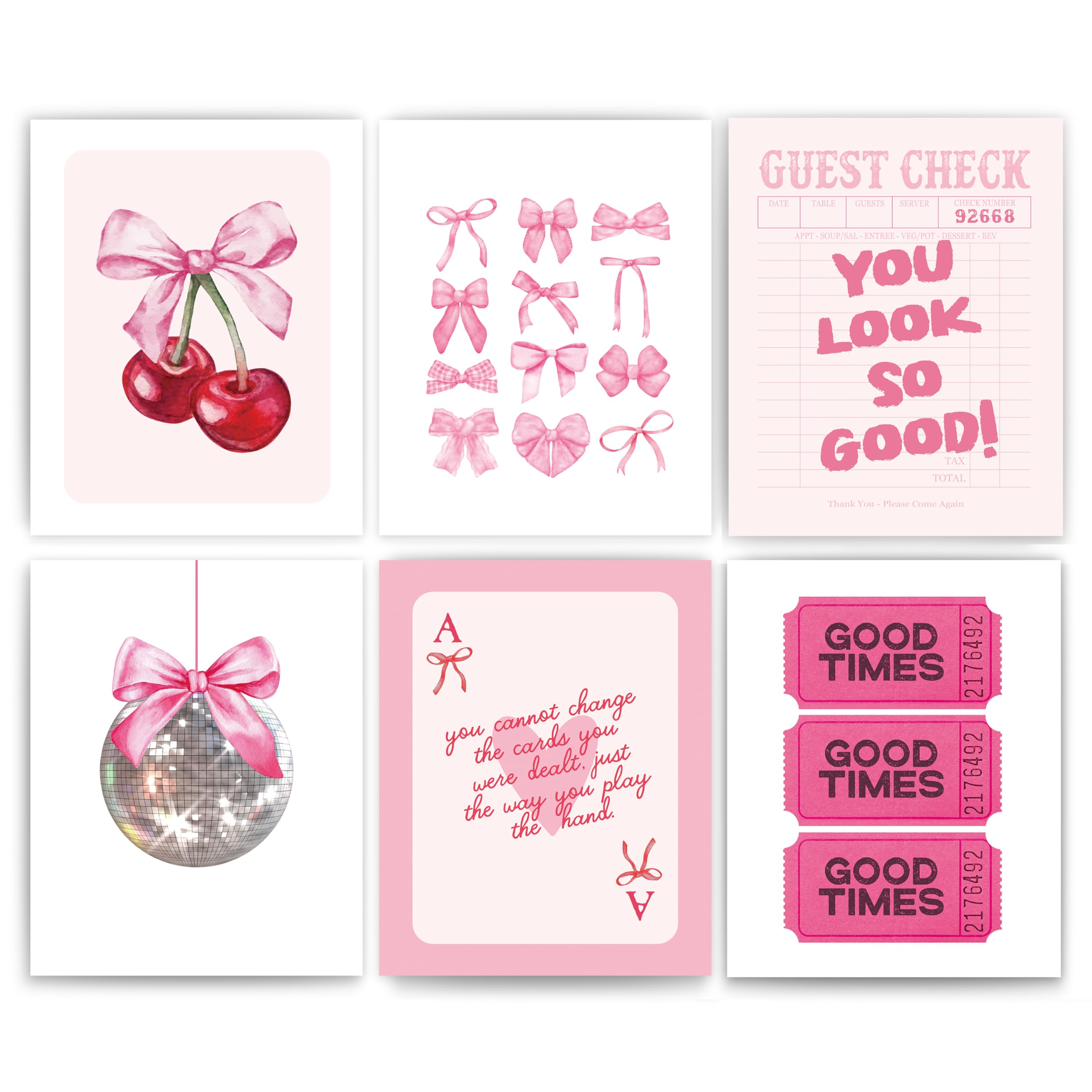 Amazon.com: JWVK Pink Coquette Bow Trendy Preppy Wall Art Prints Set of ...