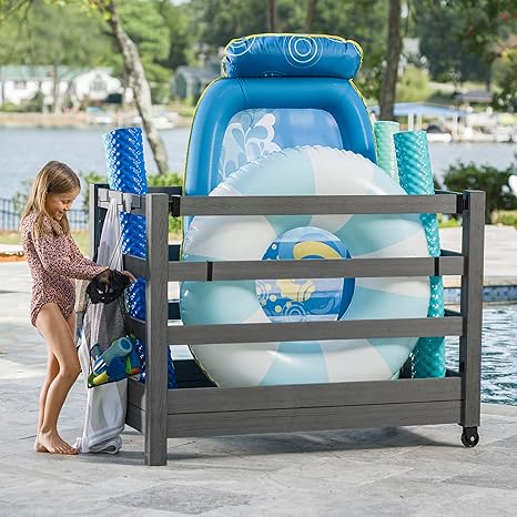 Amazon.com: 3.4ft H x 4.6ft W x 2.8ft L WoodTek Poolside Organizer and ...