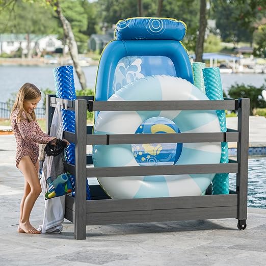 Amazon.com: 3.4ft H x 4.6ft W x 2.8ft L WoodTek Poolside Organizer and ...