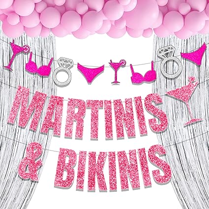 Amazon.com: 23 PCS Bikinis & Martinis Balloons Banner Beach ...
