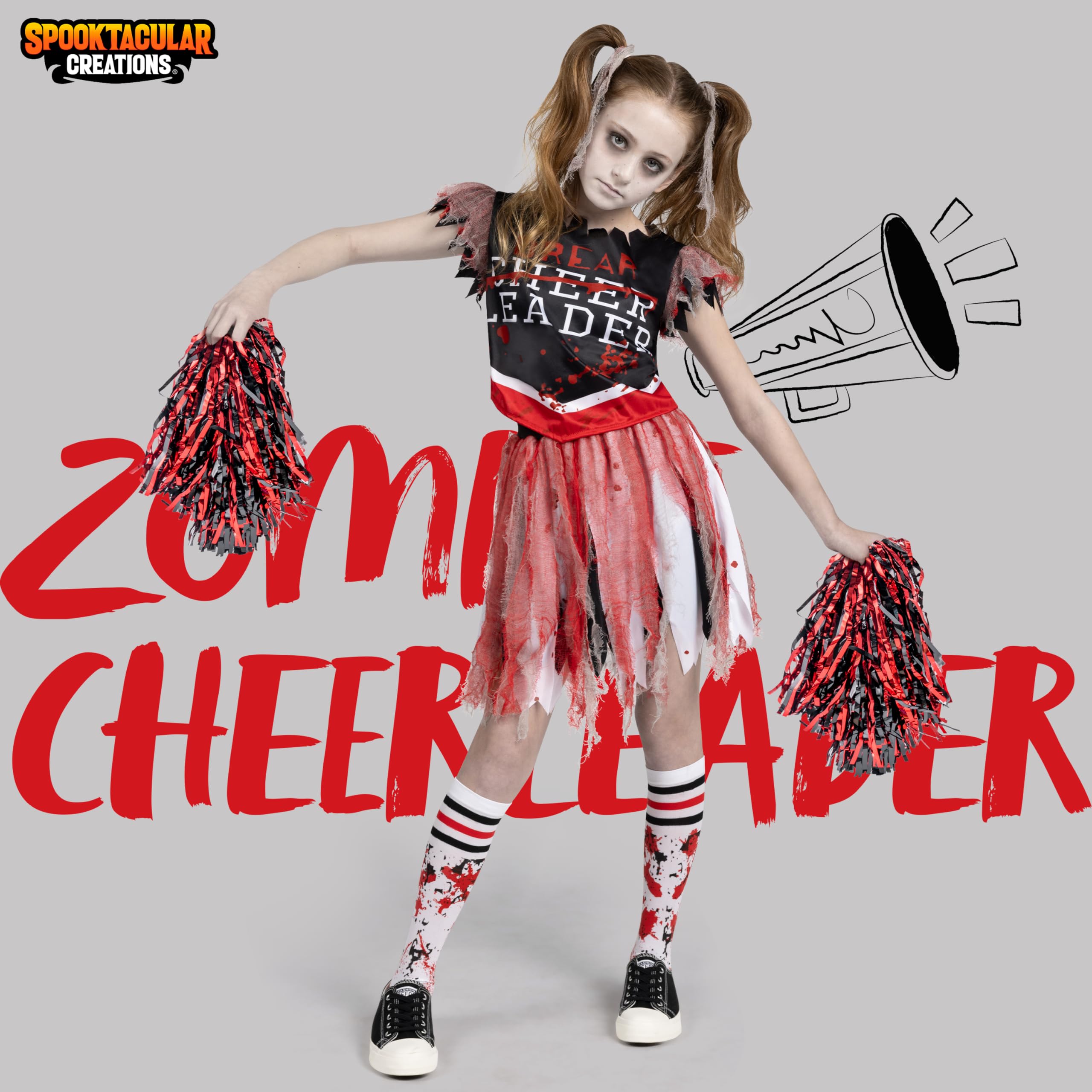 Spooktacular Creations Cheerleader Costume for Girls, Scary Bloody ...