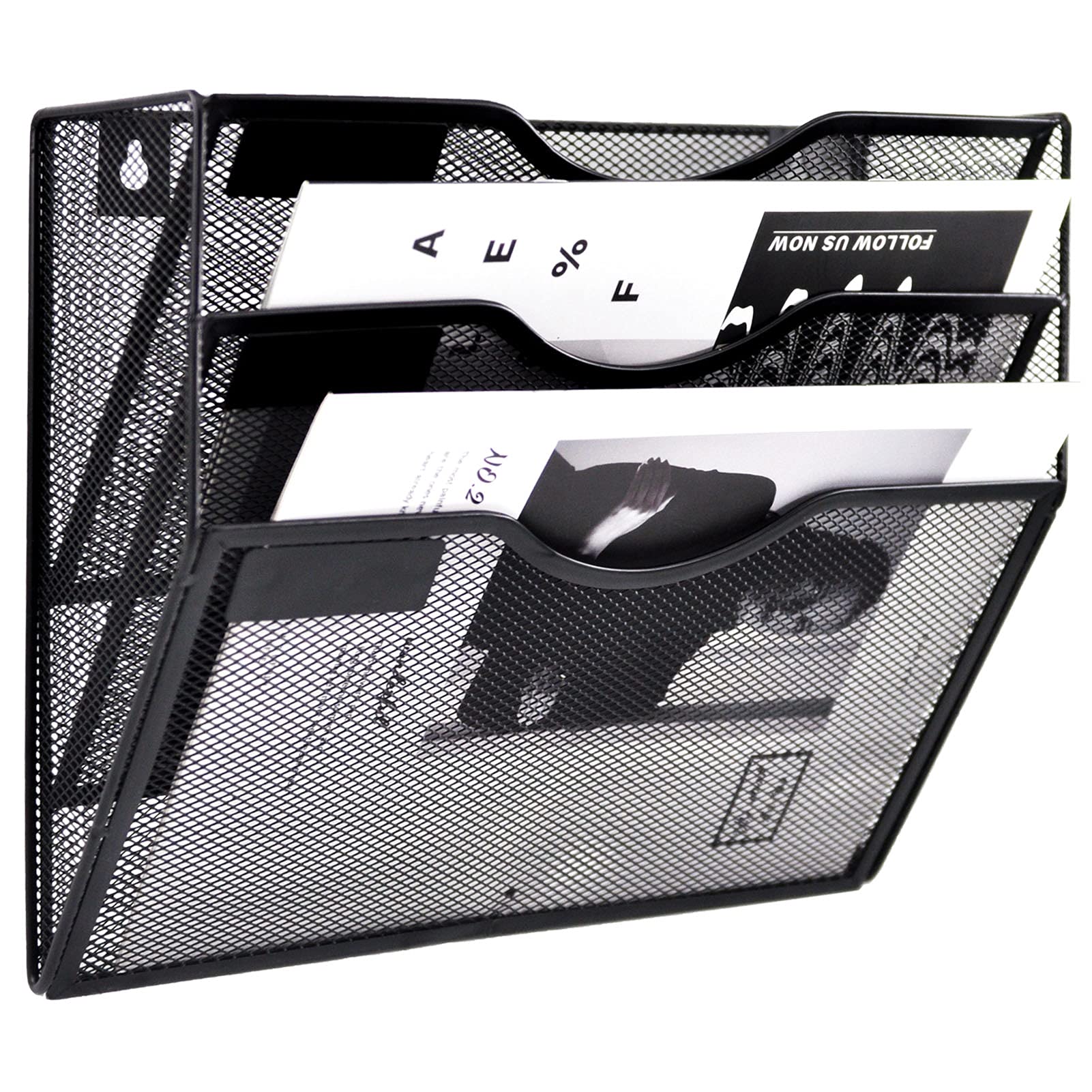 EASEPRES 3 Tier Wall File Holder Organiser Mesh Wall Mounted Paper ...
