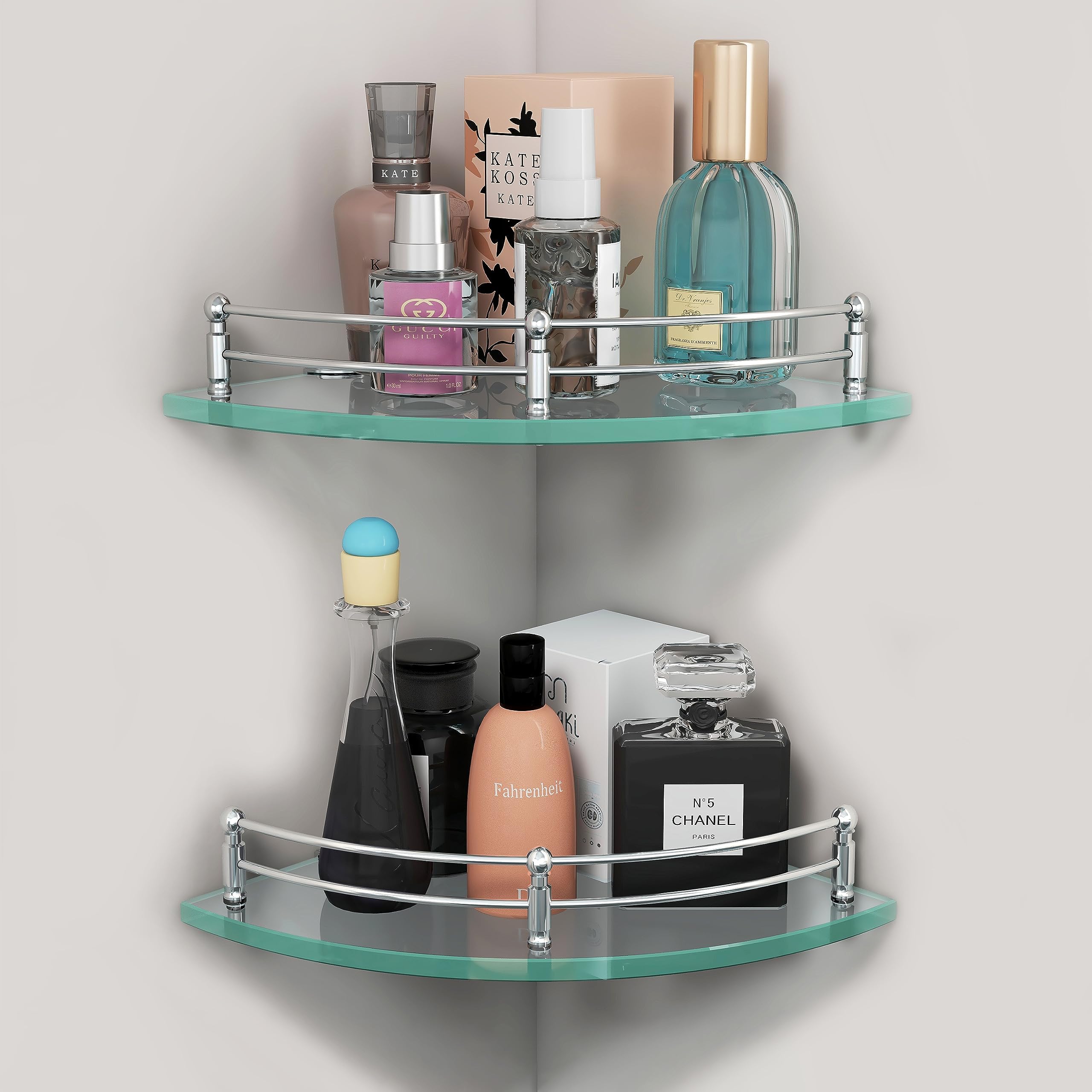 Klaxon Heavy Duty Multipurpose Corner Glass Wall Shelf, for Bathroom ...