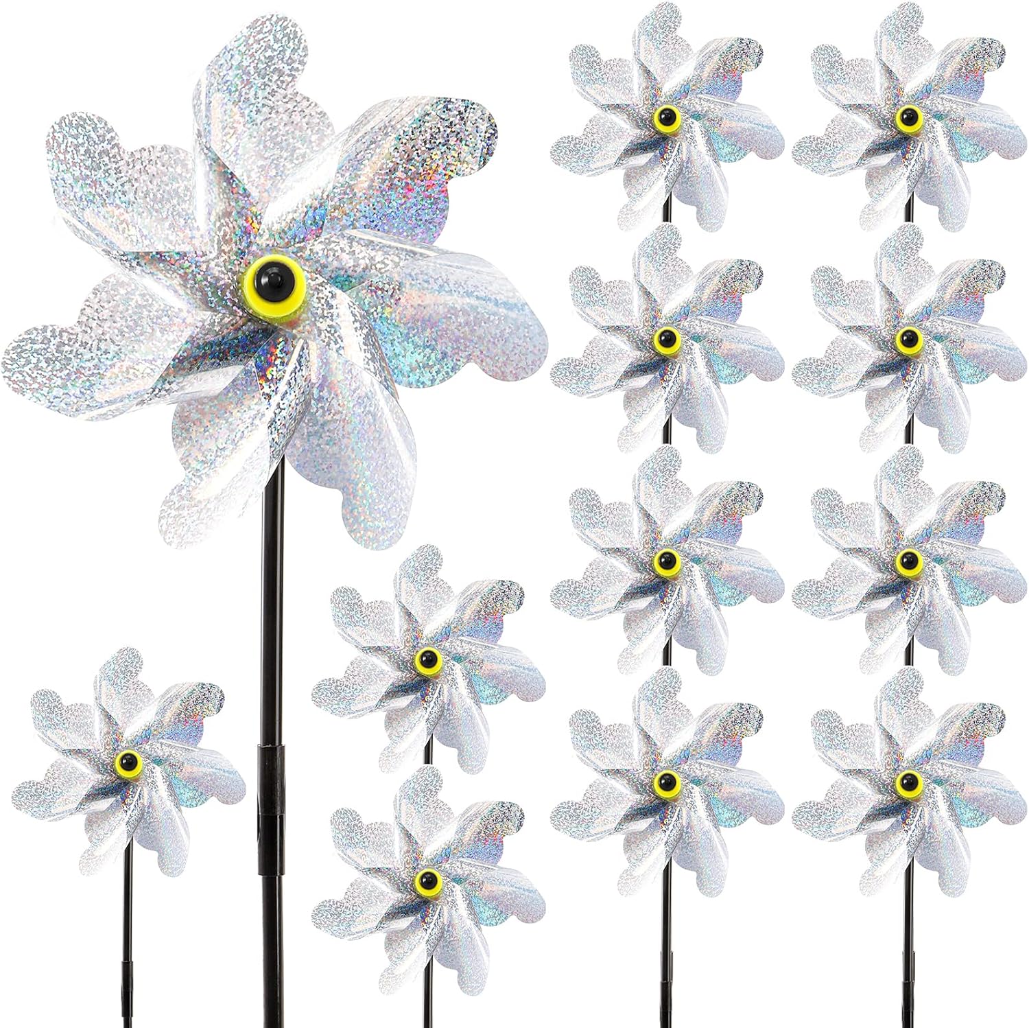 Amazon.com: YOUEON 12 Pcs Reflective Pinwheels with Stakes, 21 Inch ...