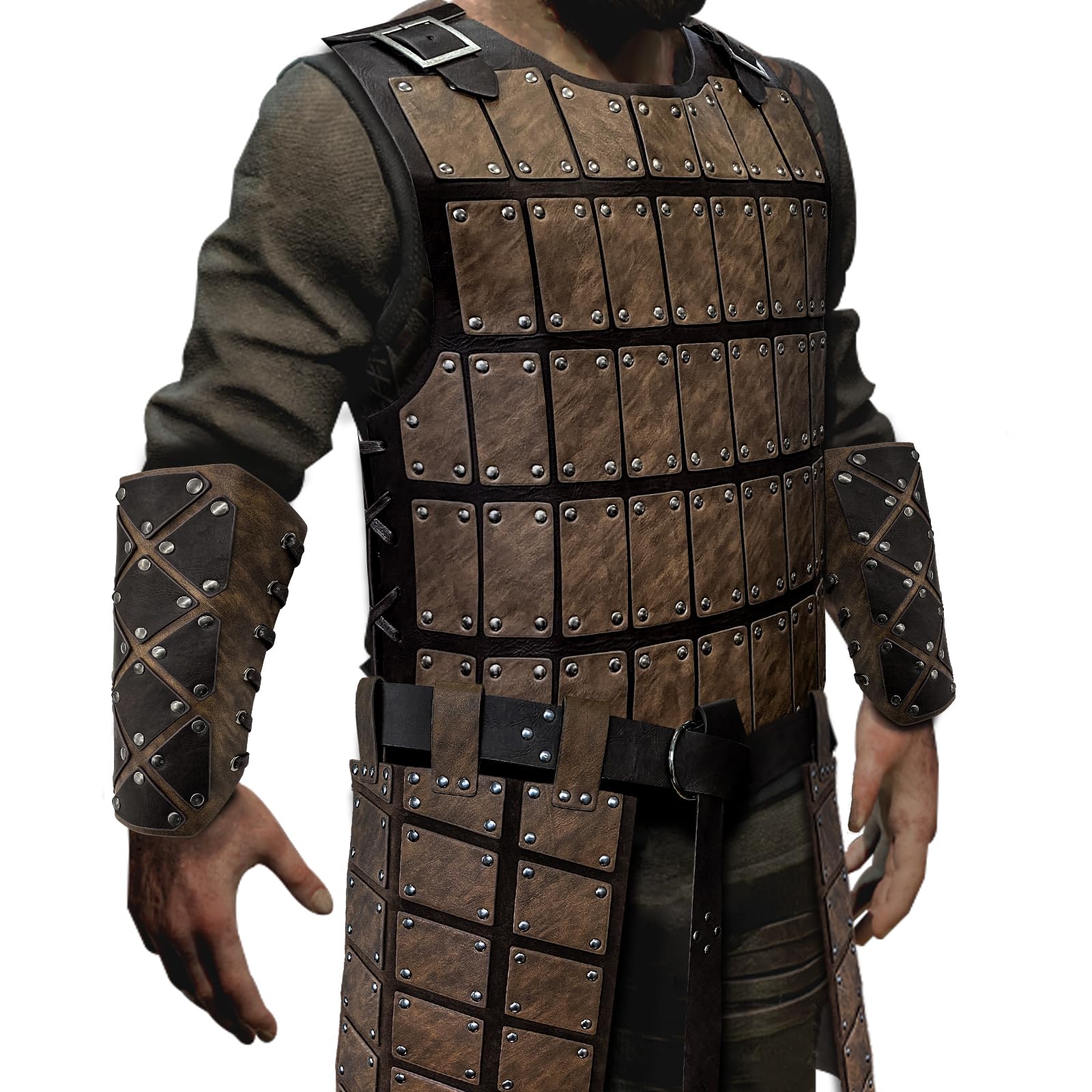 Amazon.com: HiiFeuer Medieval Studded Leather Armor With Thigh Armor ...