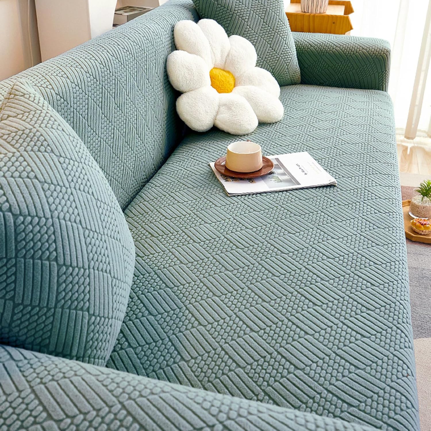 Amazon.com: Boho Sofa Slipcover with Elastic Bottom,Universal Solid ...