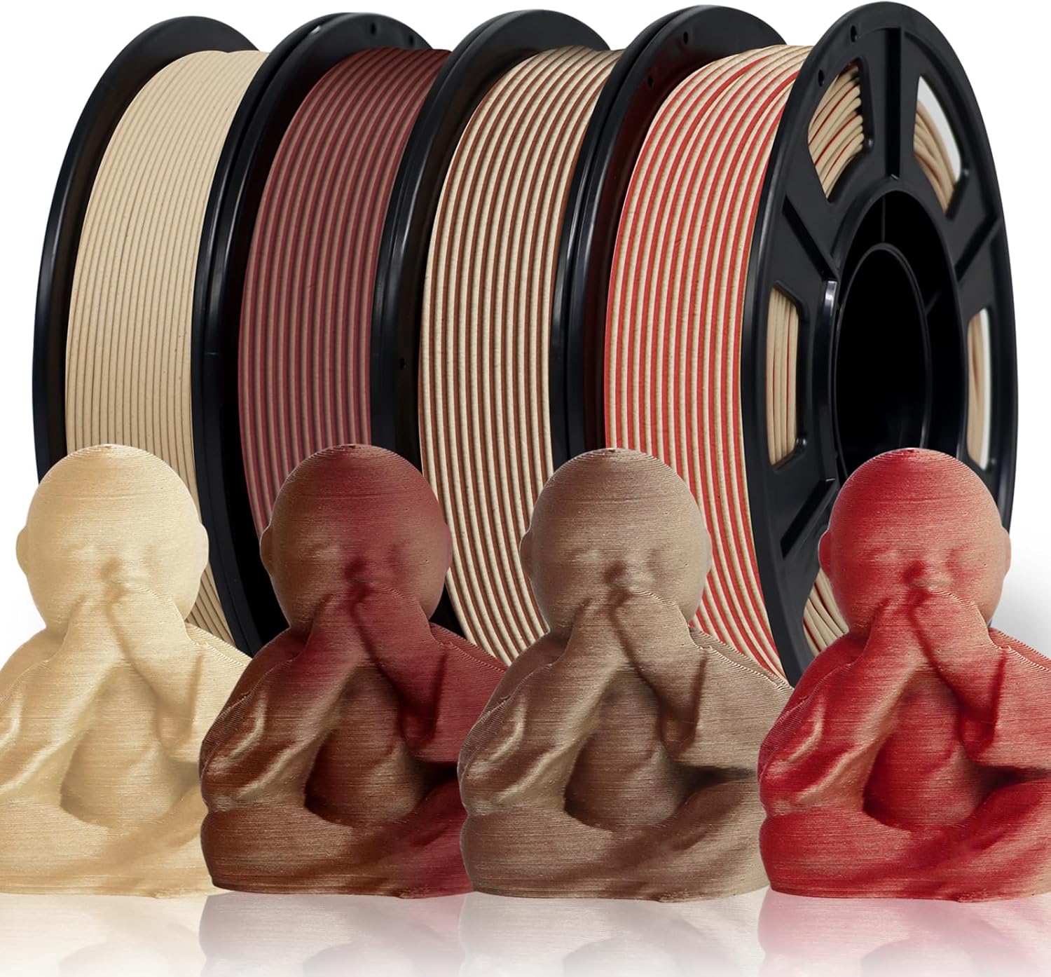 RepRapper Wood Color PLA Bundle, Wood Dual Color PLA Filament 1.75mm ...