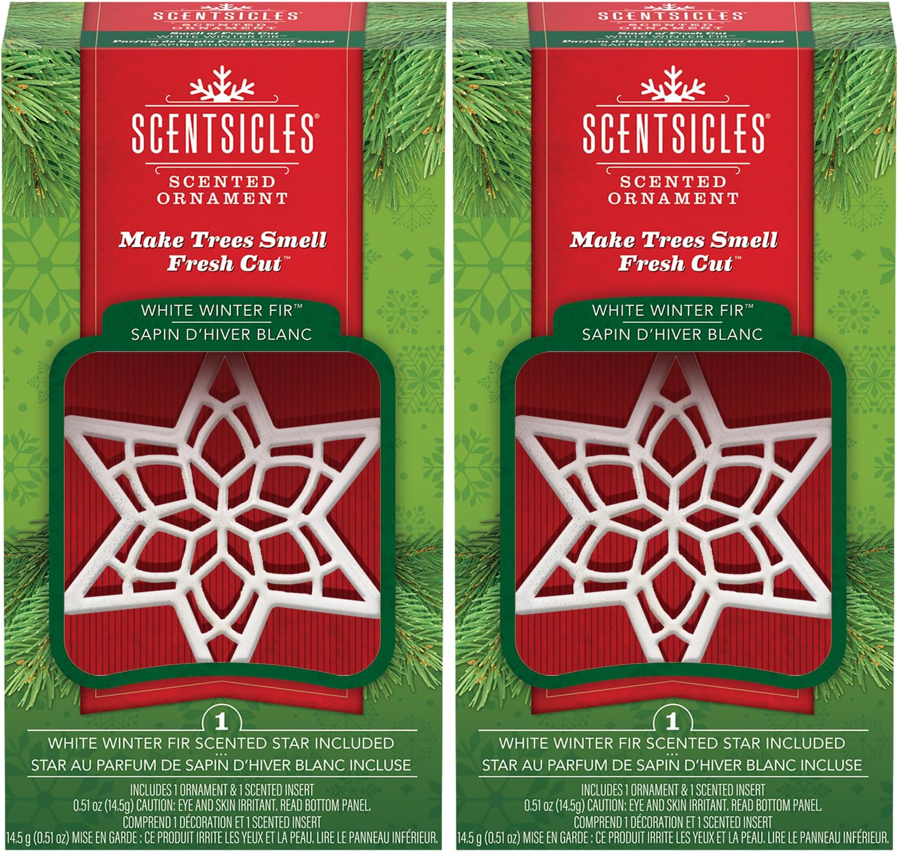 Amazon.com: Scentsicles Scented Christmas Tree Ornaments, White Winter ...