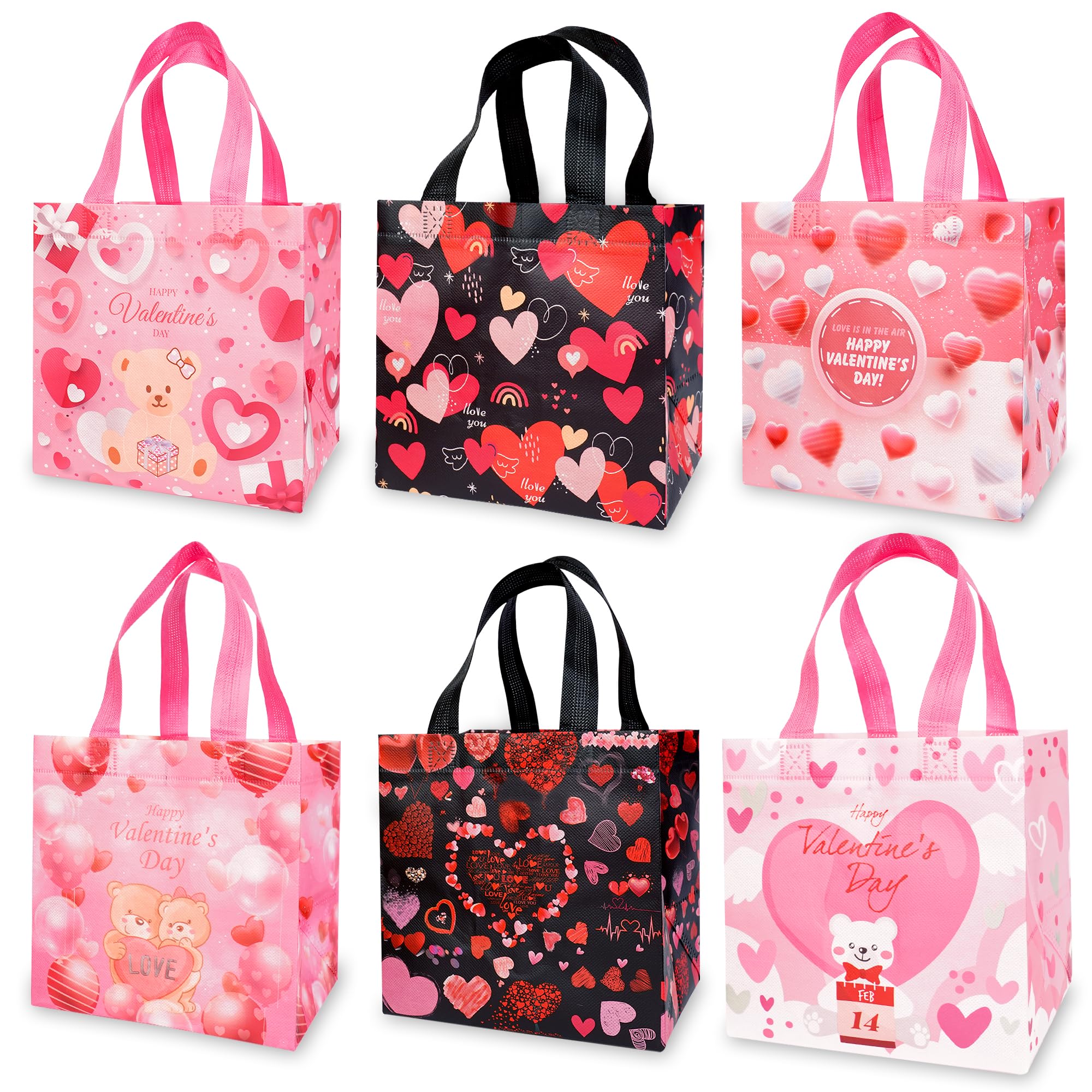 Amazon.com: ANOTION Valentines Gift Bags - 6 Pcs Valentine Goodie Bags ...