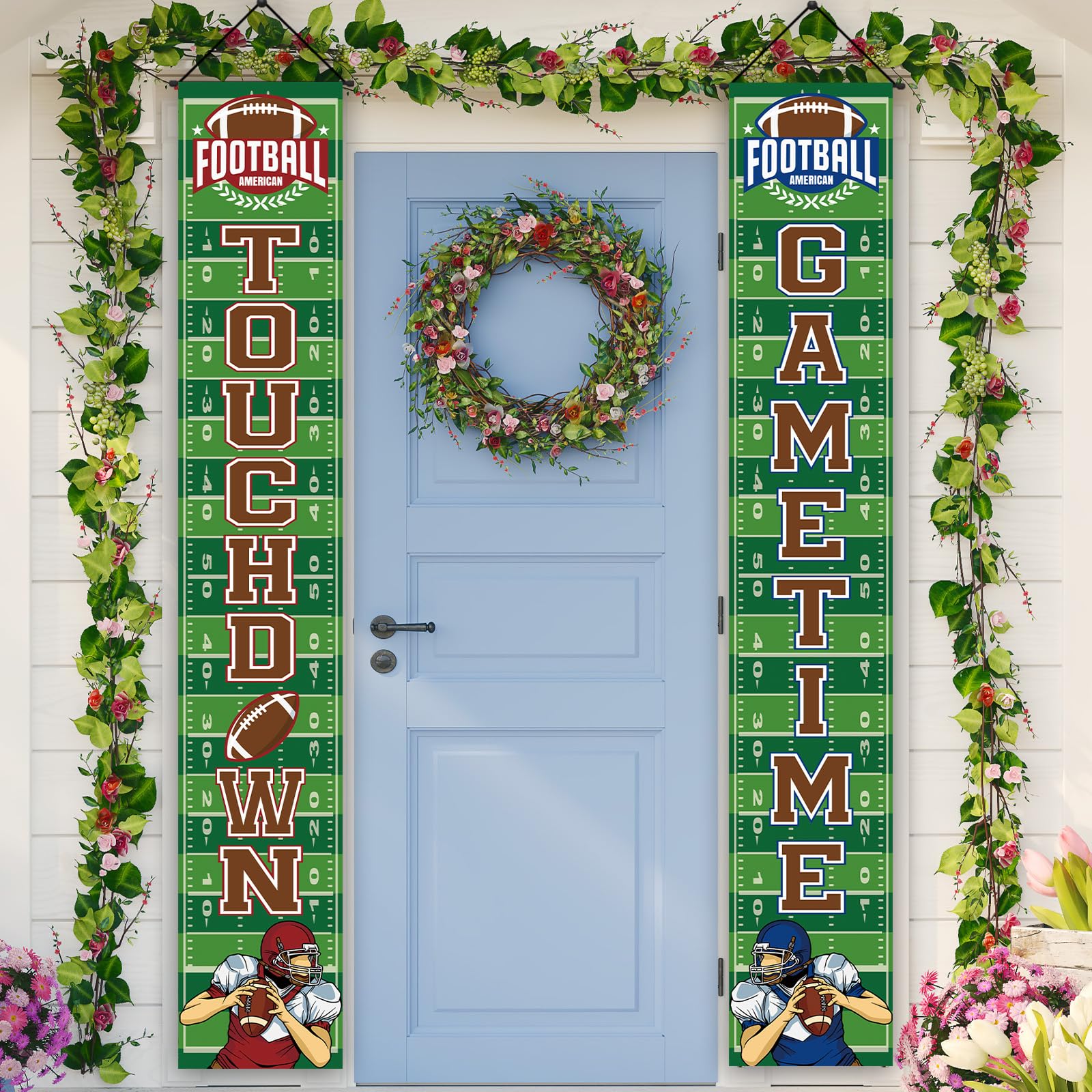 Football Decorations American Football Porch Banner Game Time Flag ...