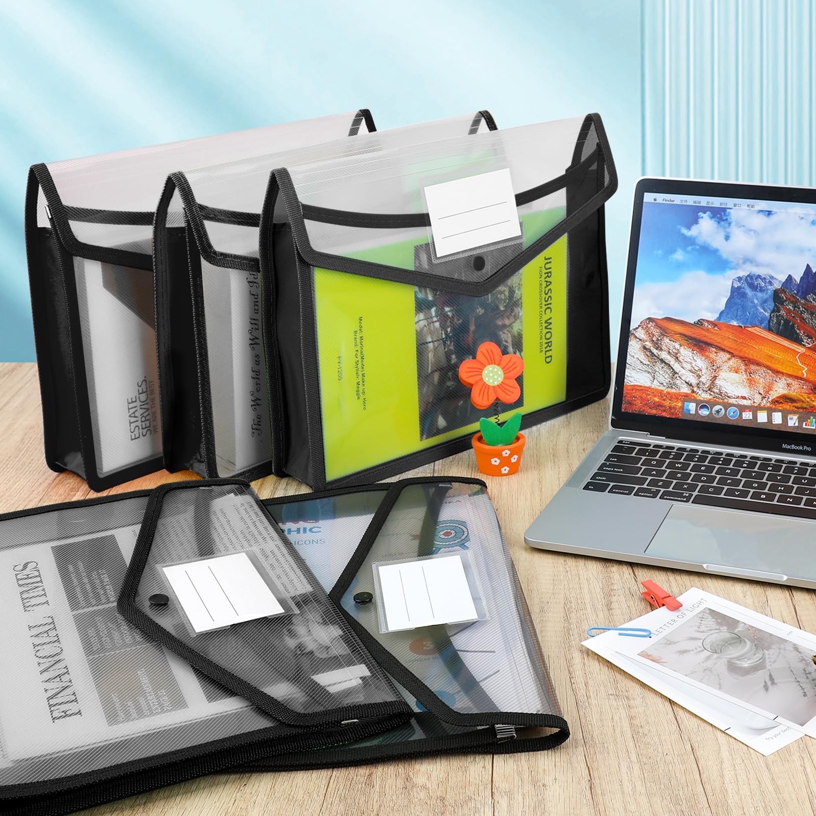 Snapklik.com : Umriox Plastic File Folders, 5 Pack A4 Poly Envelope ...